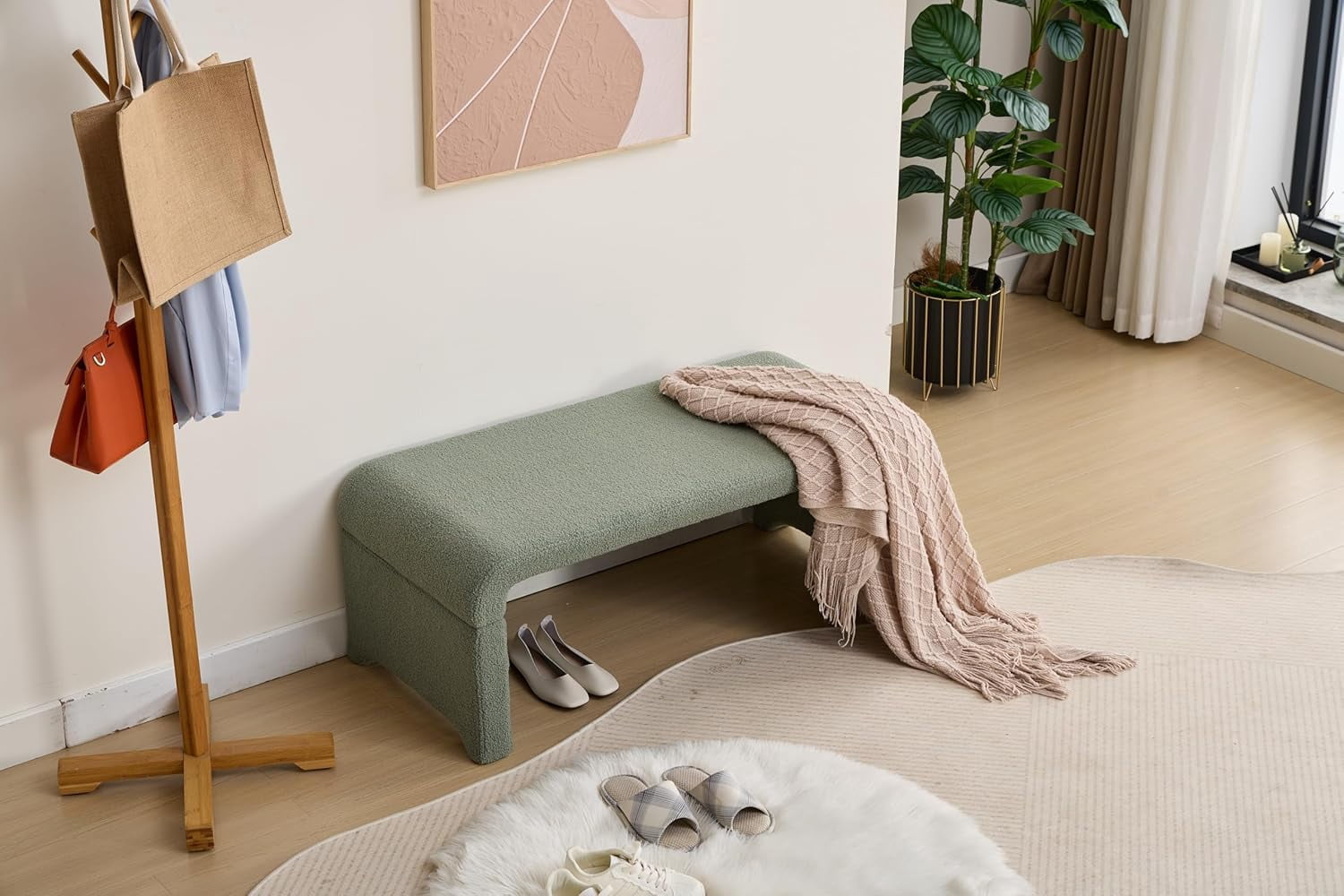 43.5" Teddy Accent Ottoman Upholstered Fabric Bedroom with Hidden ...
