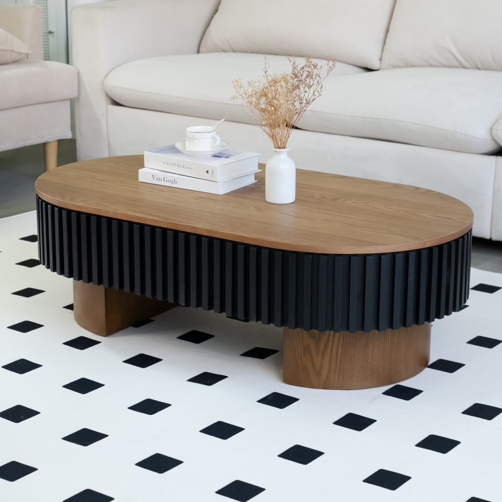 43.7'' Fluted Lift Top Coffee Table with Hidden Compartment, Wooden ...