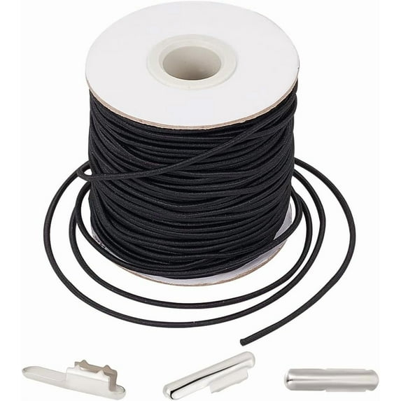 43.74 Yards Elastic Barbed Cords Set 2mm Black Stretch Round String ...