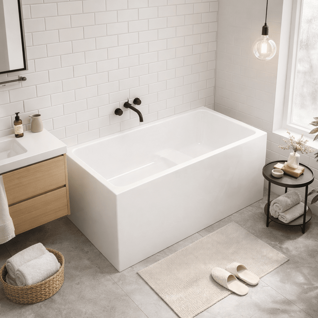43" Acrylic Freestanding Bathtub ,Spacious rectangle Shape, Gloss White ...