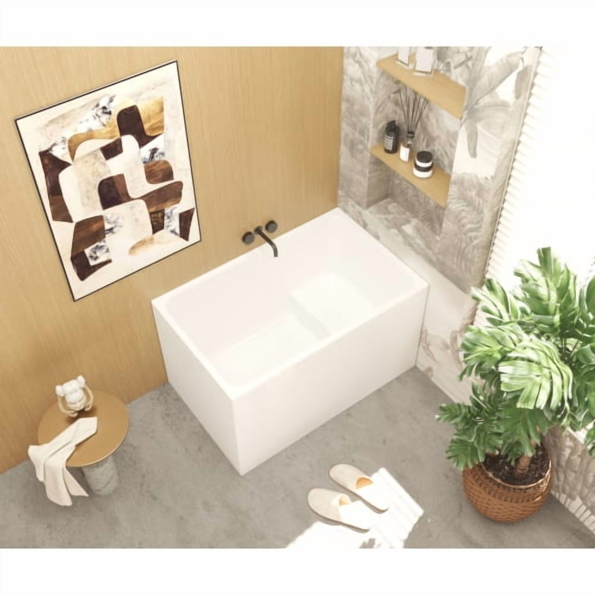43" Acrylic Freestanding Bathtub with seat: Spacious rectangle Shape ...