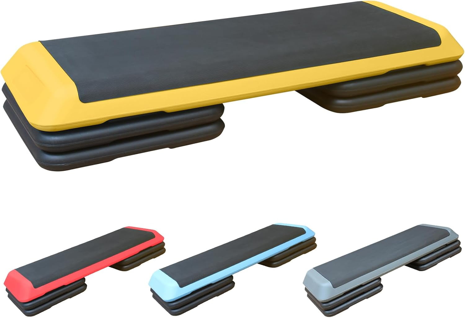 43'' Aerobic Stepper, 4-6-8in Height-Adjustable Exercise Workout Step ...