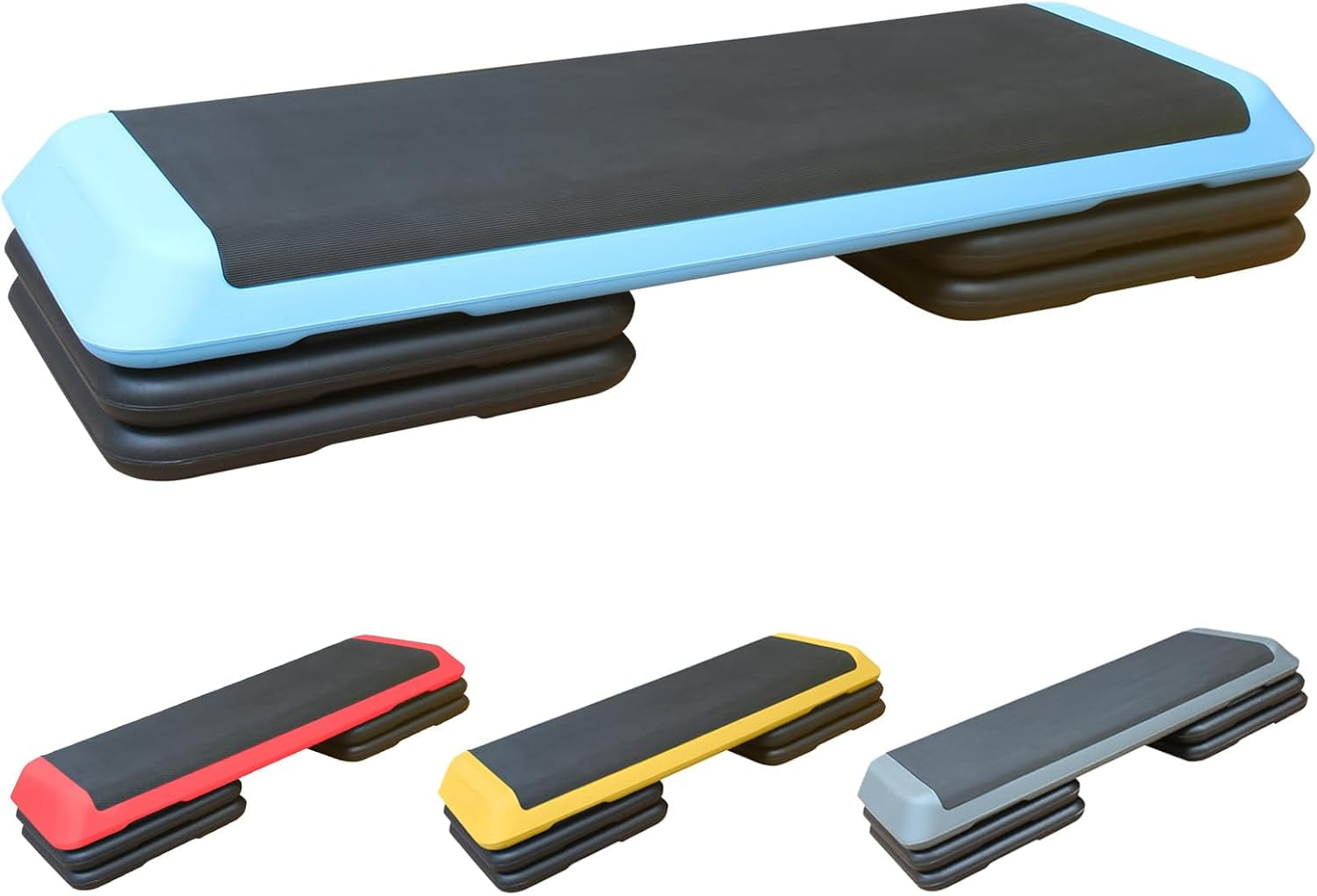 43'' Aerobic Stepper, 4-6-8in Height-Adjustable Exercise Workout Step ...