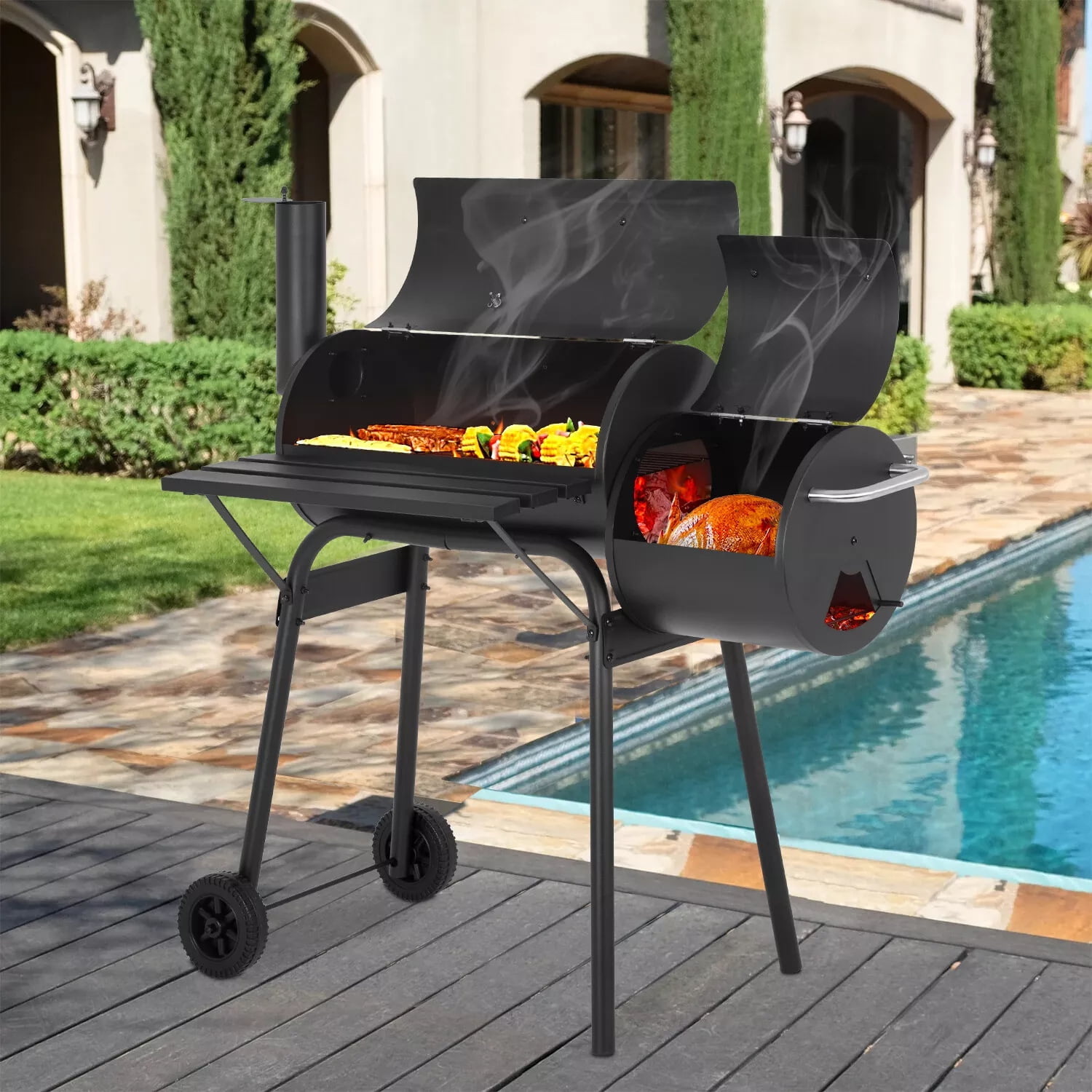 43" BBQ Grill Charcoal Barbecue Pit Outdoor Patio Backyard Meat Cooker ...