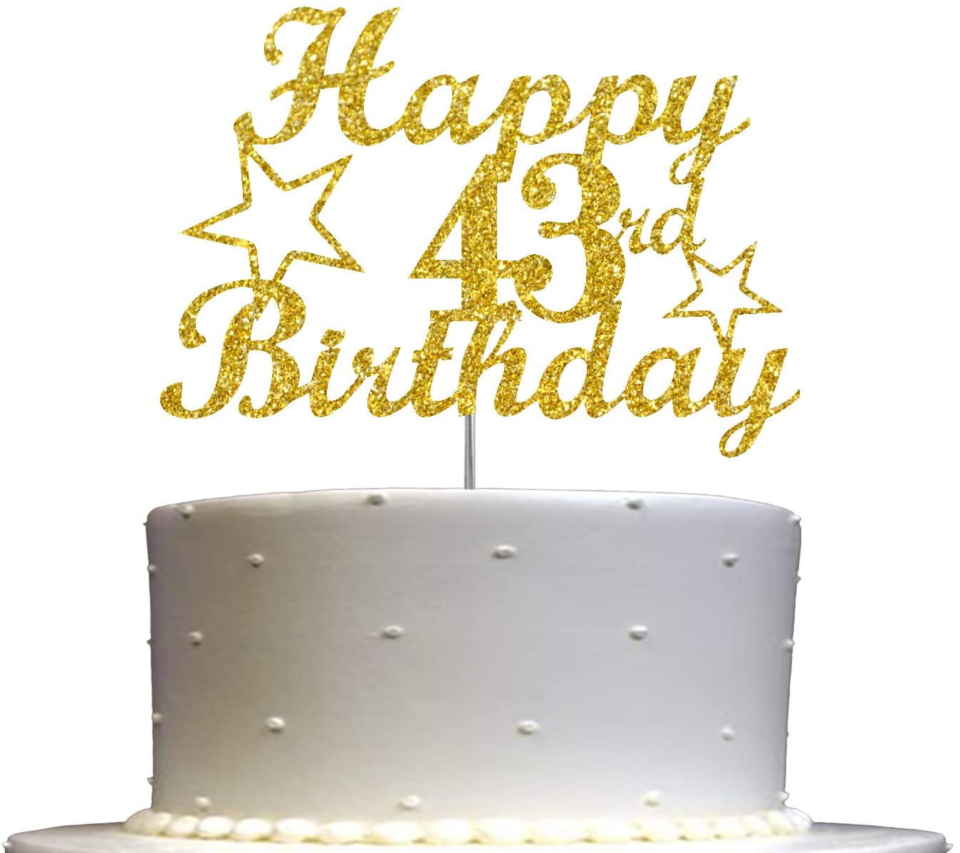 43 Birthday Cake Topper Gold Glitter, Party Decoration Ideas, Sturdy ...