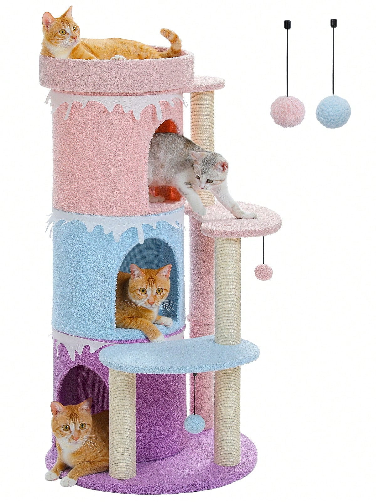 43'' Cat Tree Cat Condos For Large Cats, Cat Tower House With Large Top ...