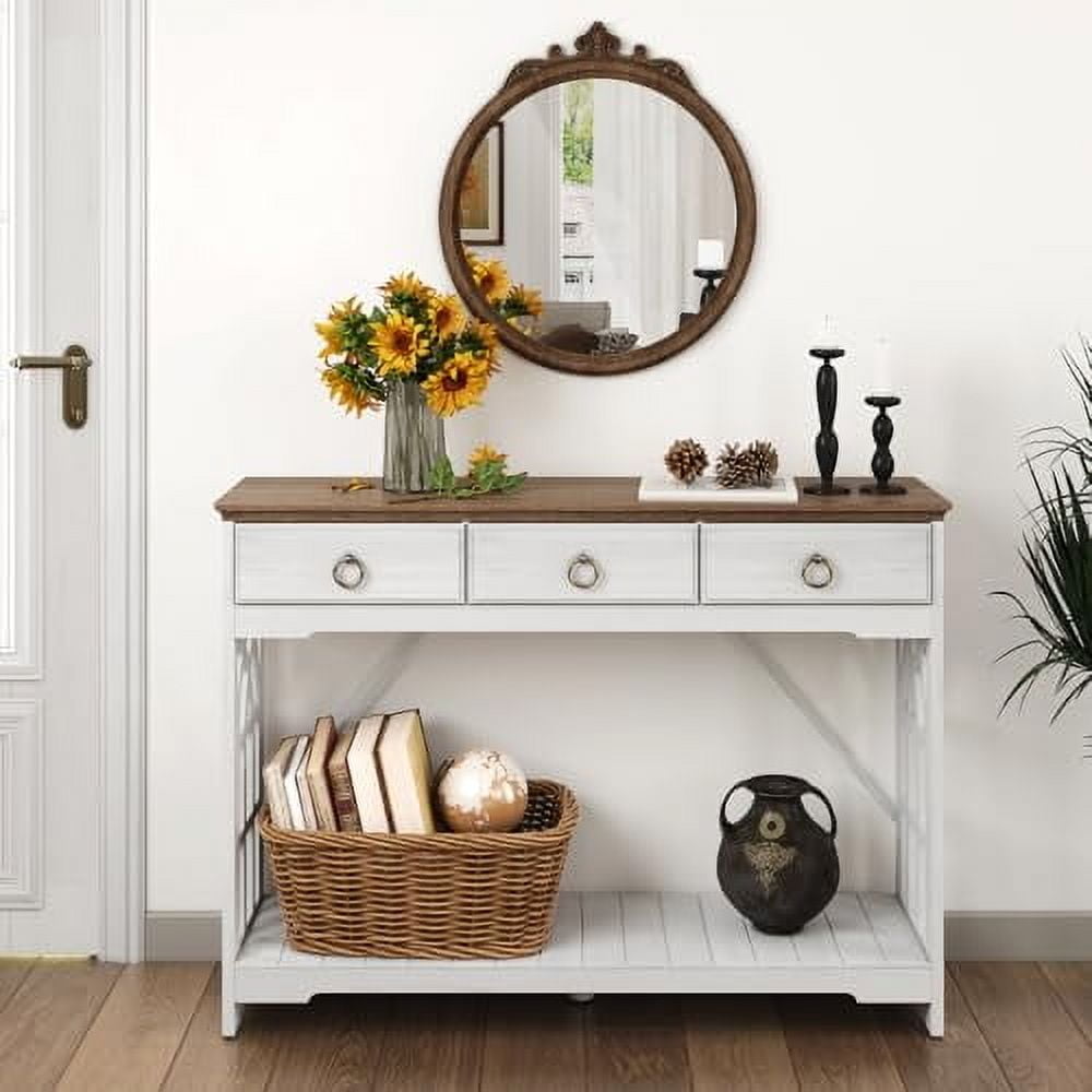 43" Console Tables for Entryway with Drawers, Farmhouse Entryway Table ...
