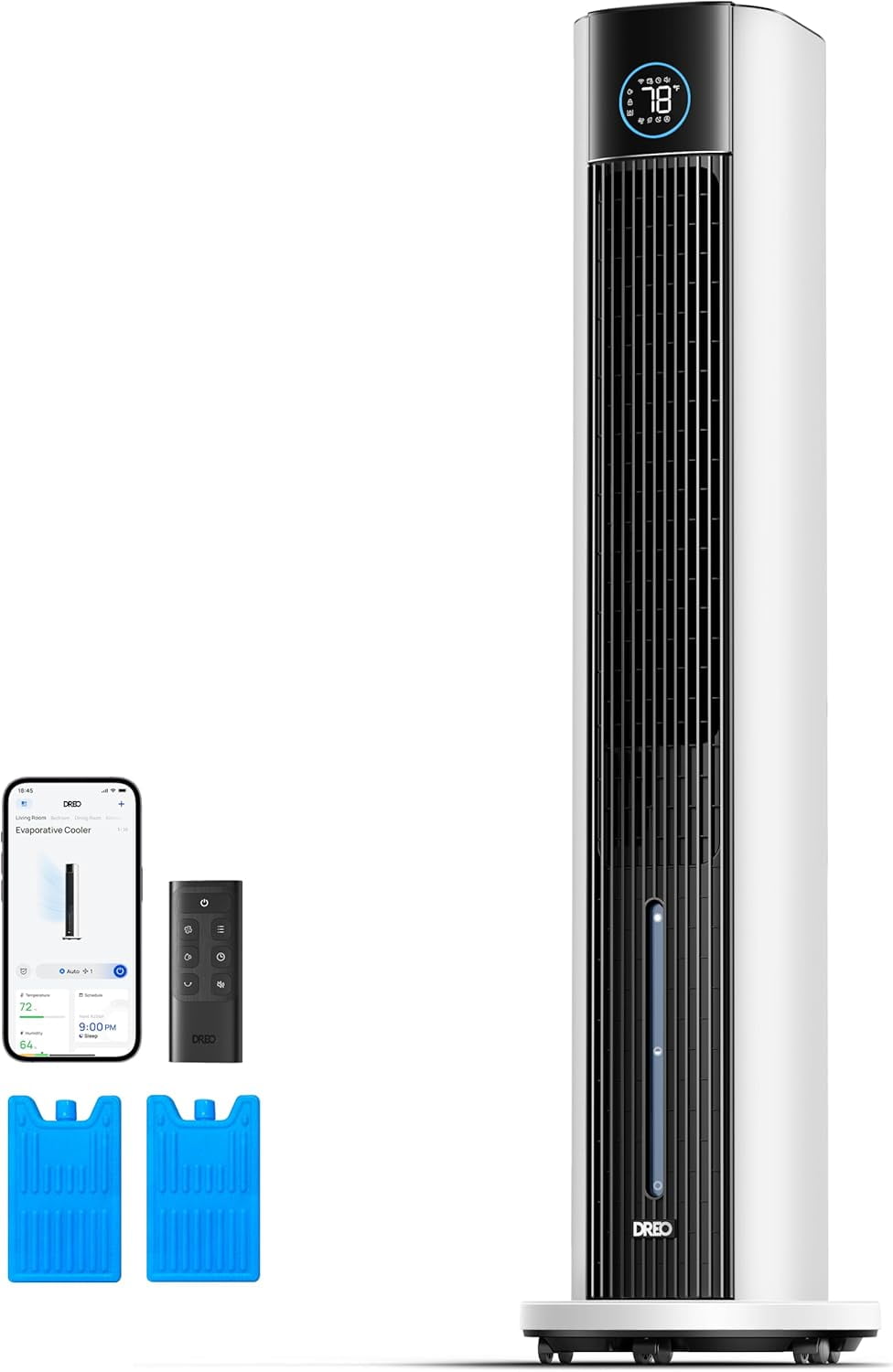 43 Evaporative Air Cooler with Ice Packs, 85° Oscillating Floor Fan for ...