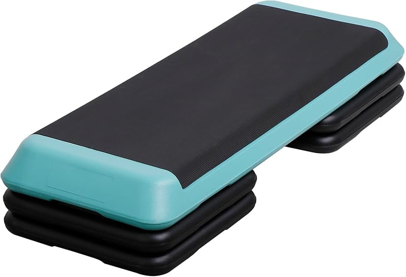 43'' Exercise Aerobic Step Platform, Adjustable Fitness Stepper with 4 ...