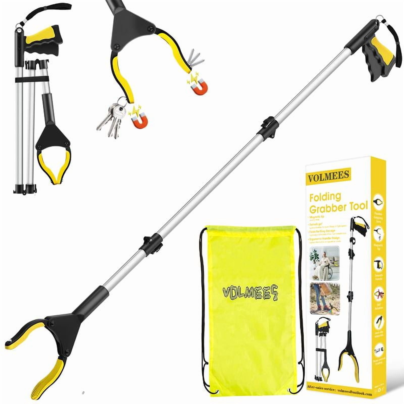 43" Extra Long Foldable Grabber Tool with 360° Rotating Jaw & Anti-Drop ...