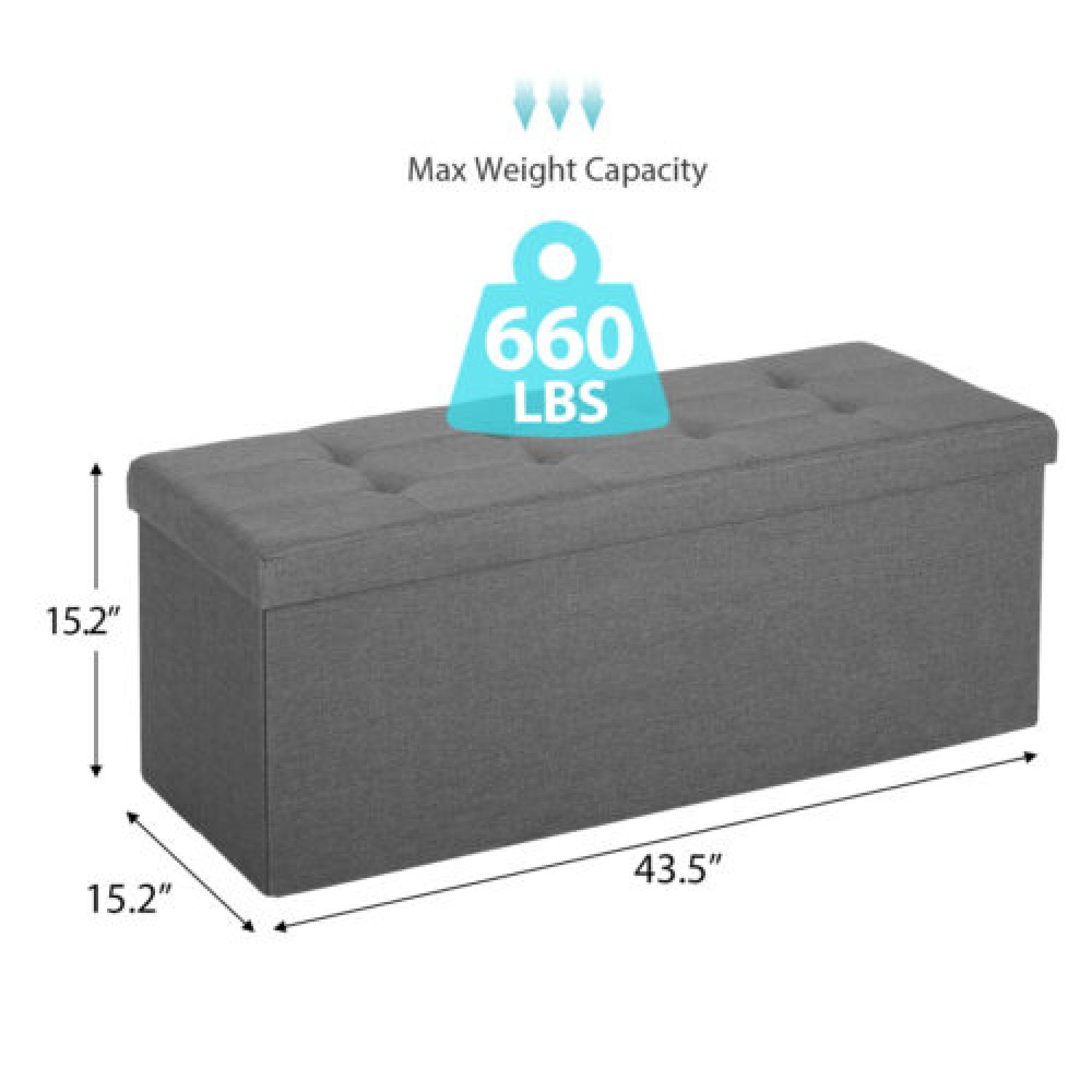 43" Folding Fabric Ottoman Storage Bench Toy Chest Box Footrest Stool ...