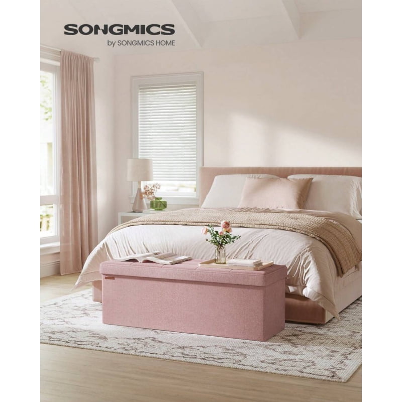 43" Folding Storage Ottoman Bench – Multi-Functional Footrest, Seat ...