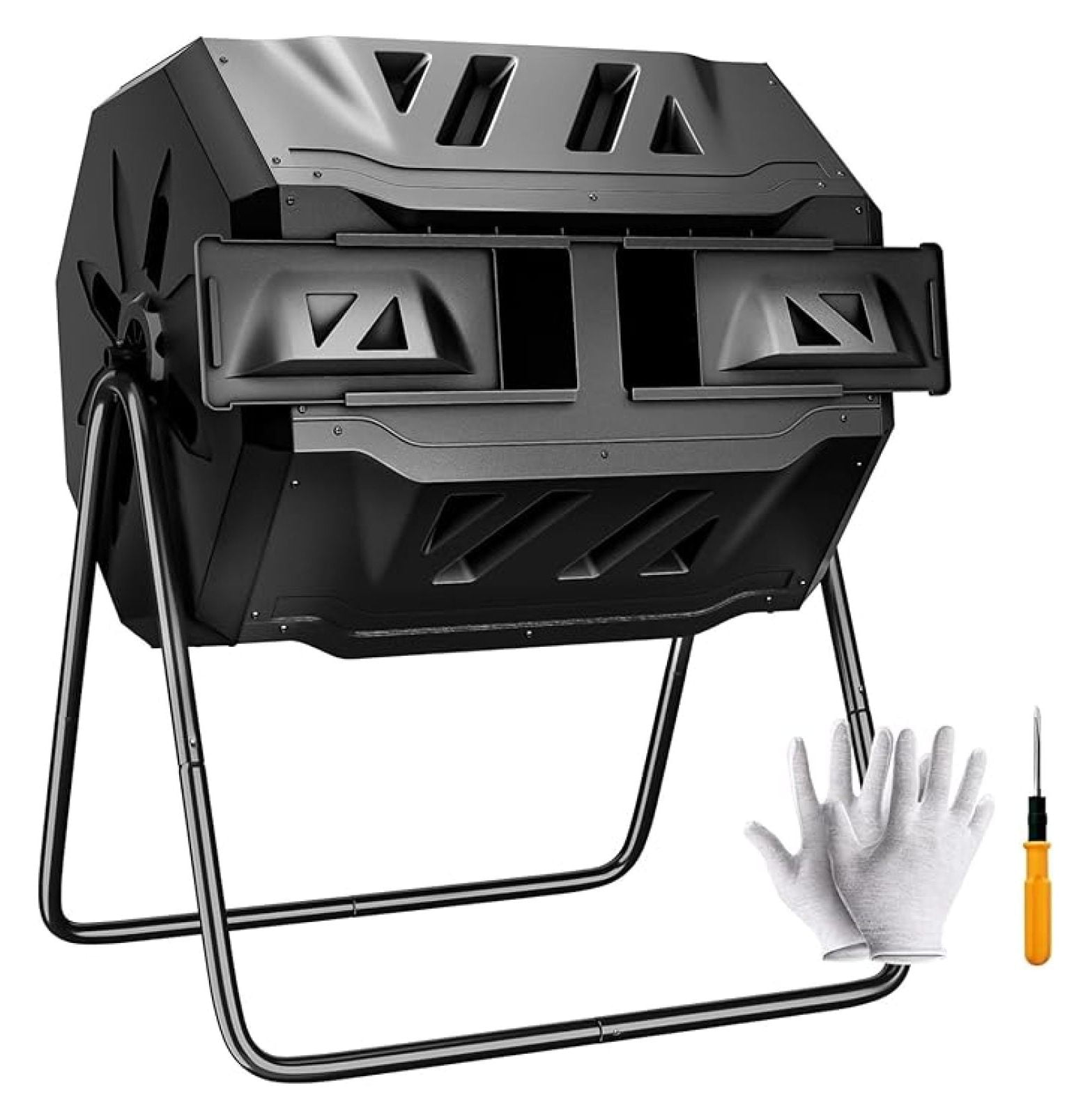 43 Gallon Large Composting Dual Chamber Outdoor Garden Rotating Compost ...