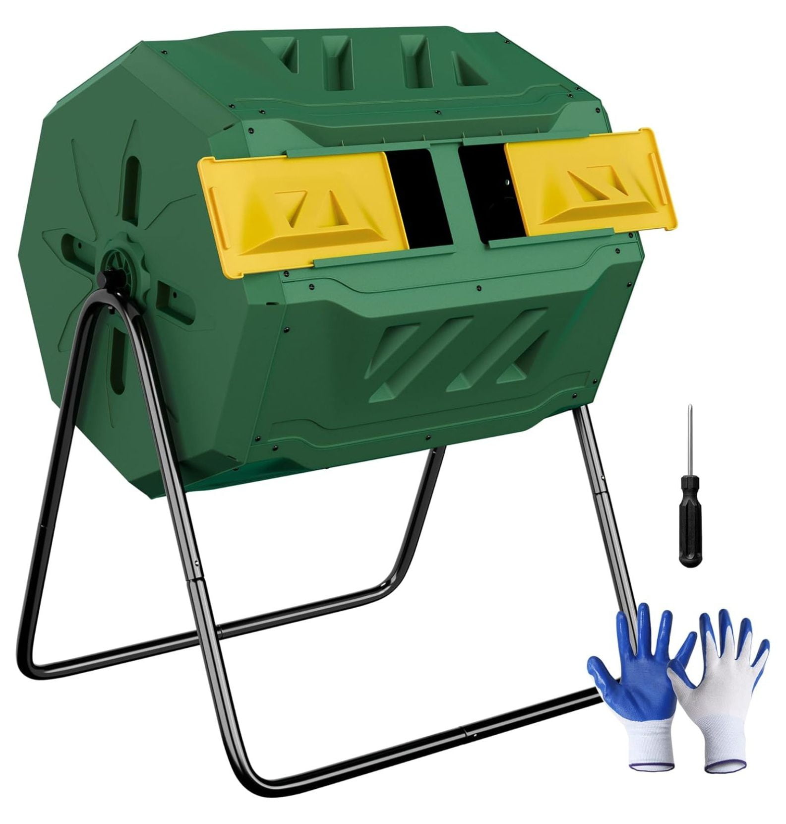 43 Gallon Large Composting Dual Rotating Chamber Garden Composter Bin ...