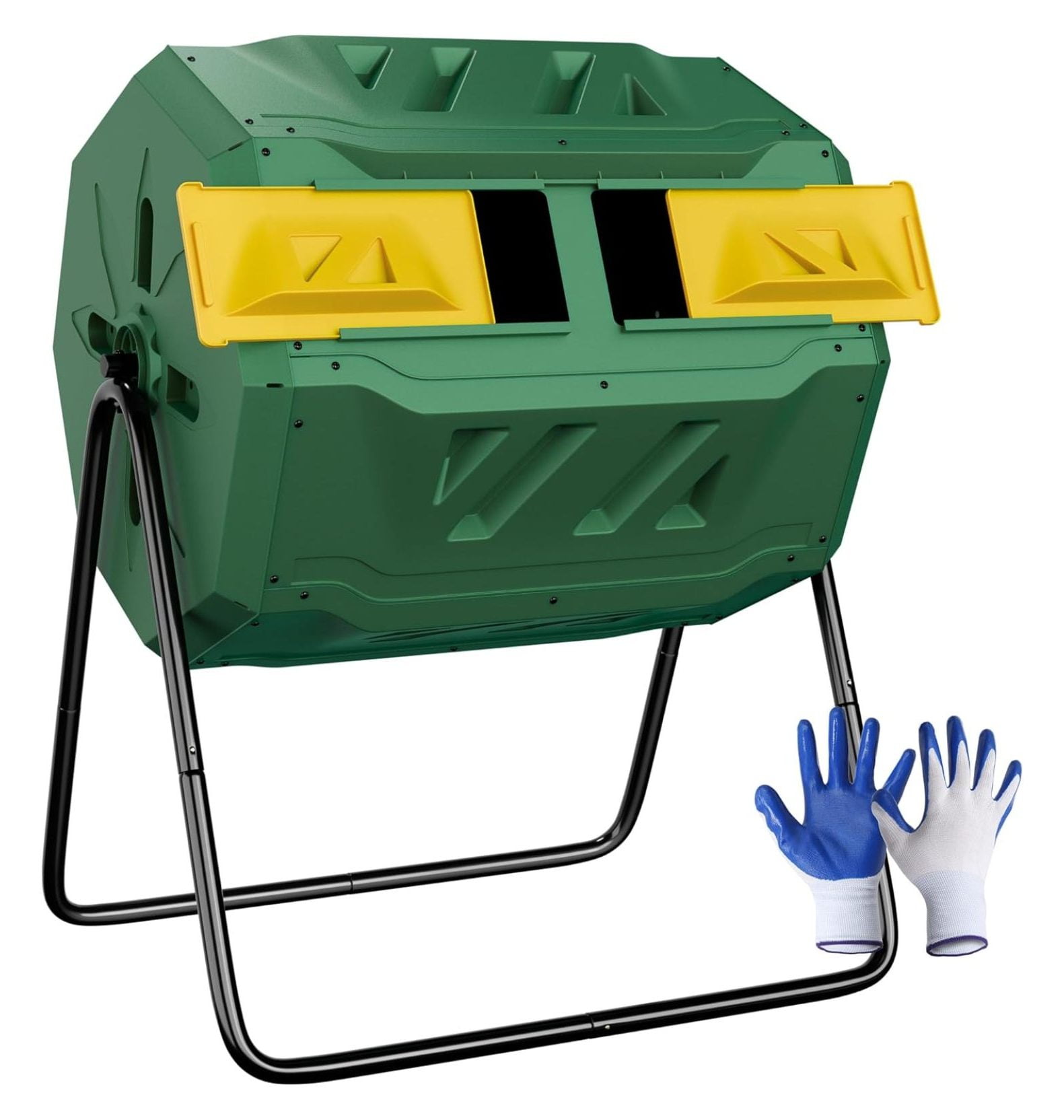 43 Gallon Large Dual Chamber Composting Outdoor Garden Rotating Compost ...