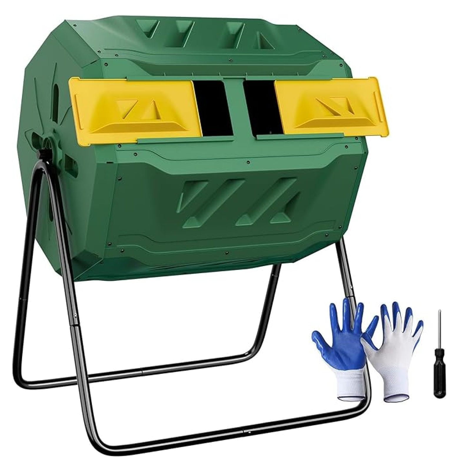 43 Gallon Large Dual Chamber Composting Outdoor Garden Rotating Compost ...