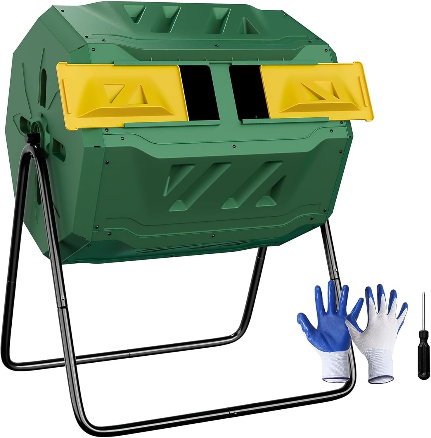 43 Gallon Large Dual Chamber Composting Tumbler Outdoor Garden Rotating ...