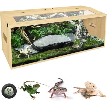PawHut 60.5 Gallon Stackable Reptile Tank with Top Opening, Doors ...