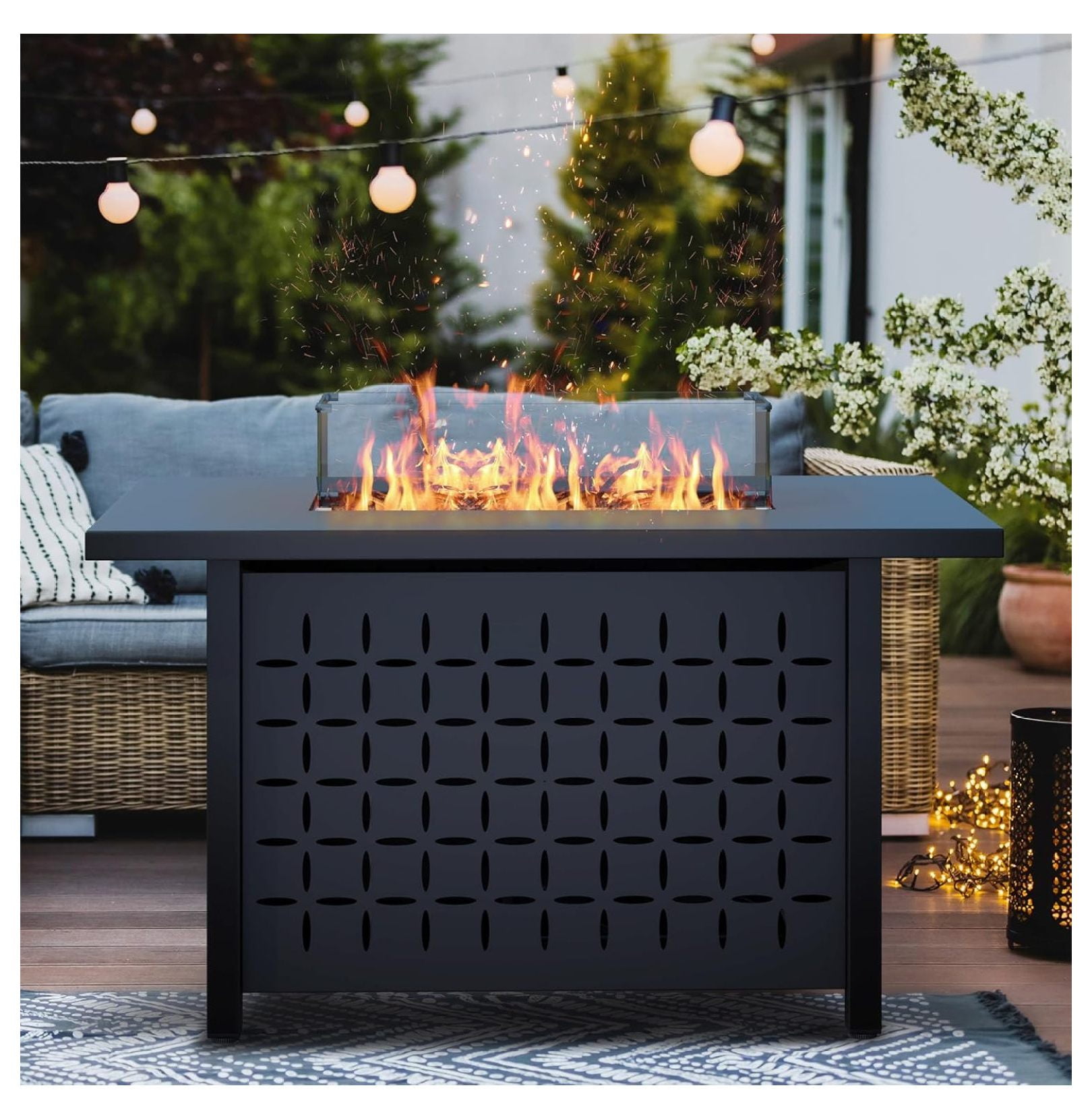 43" Gas , 50,000 BTU Steel Propane Table for Outdoor, Outside Garden ...