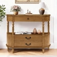 43" Half-Moon Console Table with 3 Drawers – Solid Wood Legs, Birch ...