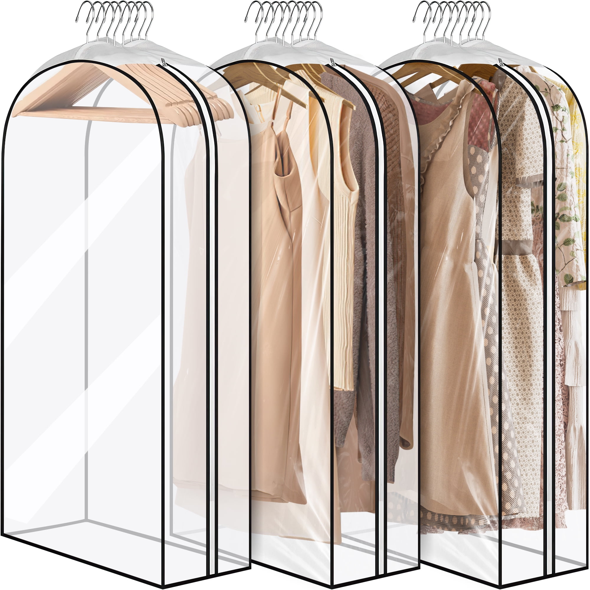 43'' Hanging Garment Bag for Storage, 3 Pack 10'' Suit Bags for Closet ...