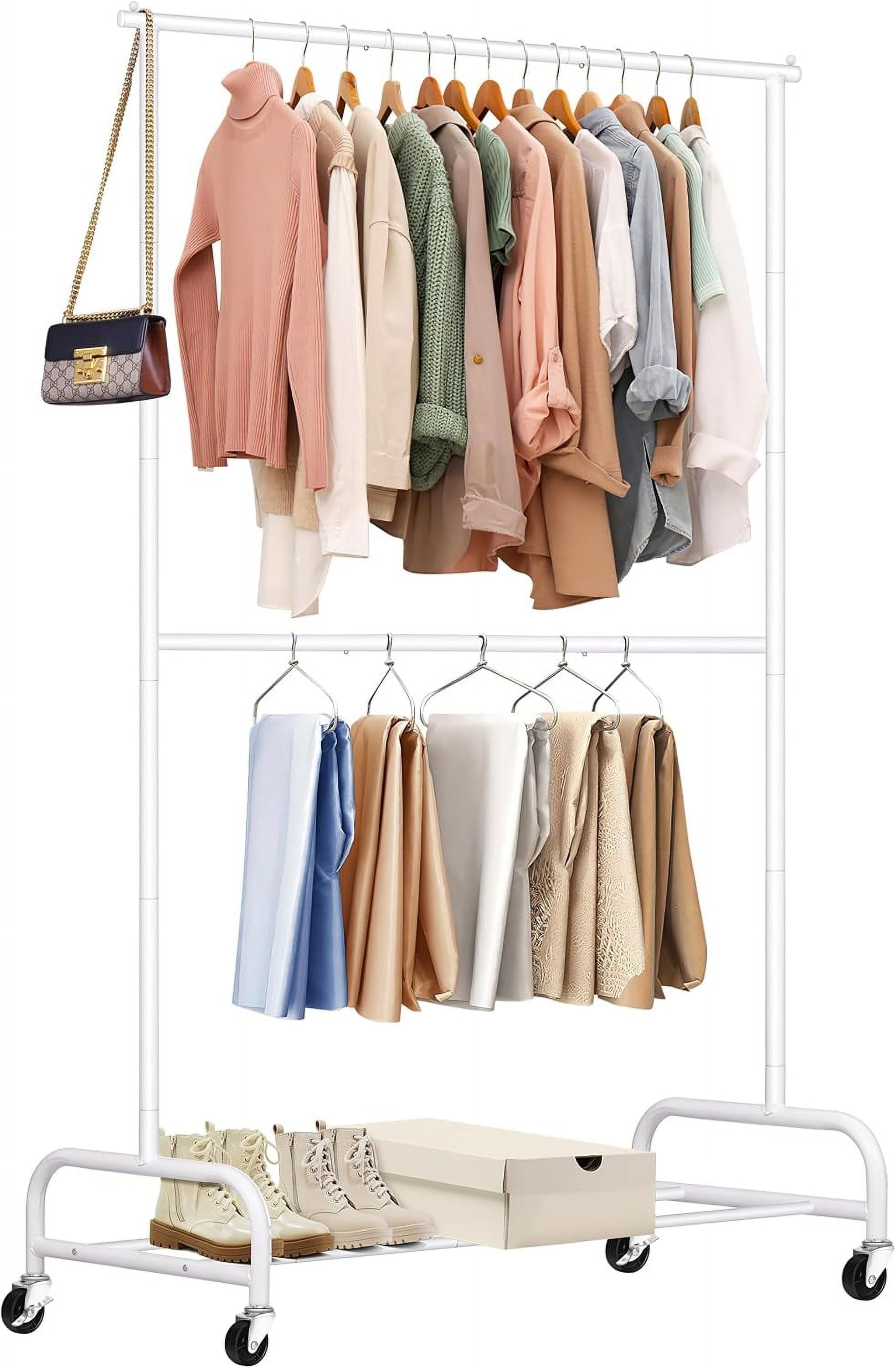 43" Heavy Duty Garment Rack with Wheels - Mobile Metal Clothing Rail ...