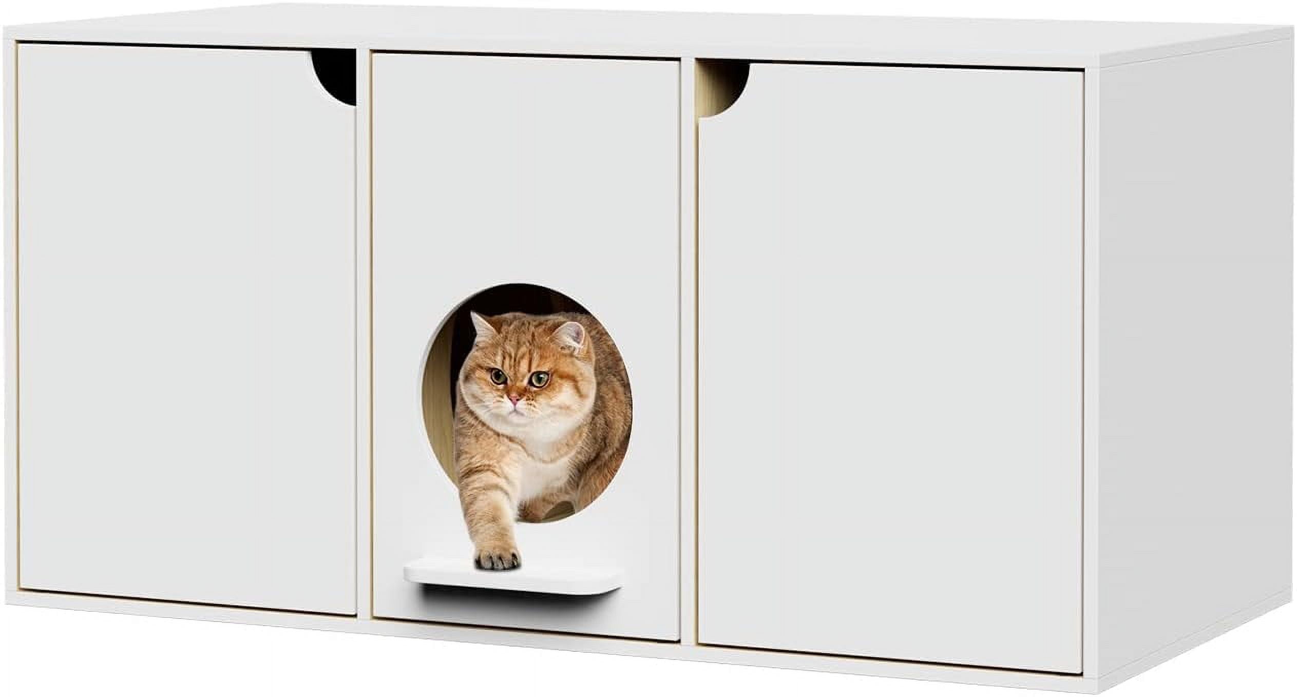 43 Inch Cat Litter Box Enclosure for 2 Cats, Modern Indoor Wood Cat ...
