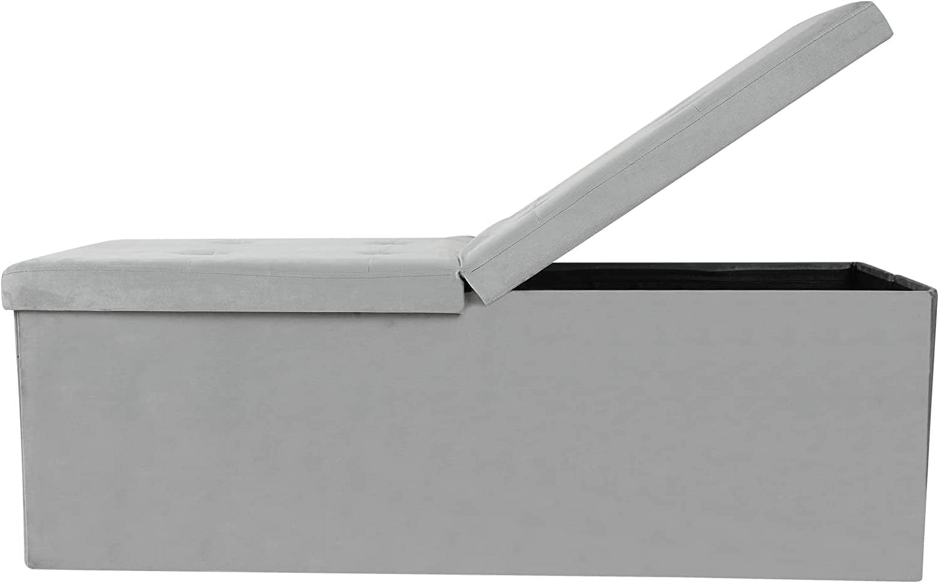 43 Inch Folding Storage Ottoman With Filpping Lids Storage Ottoman