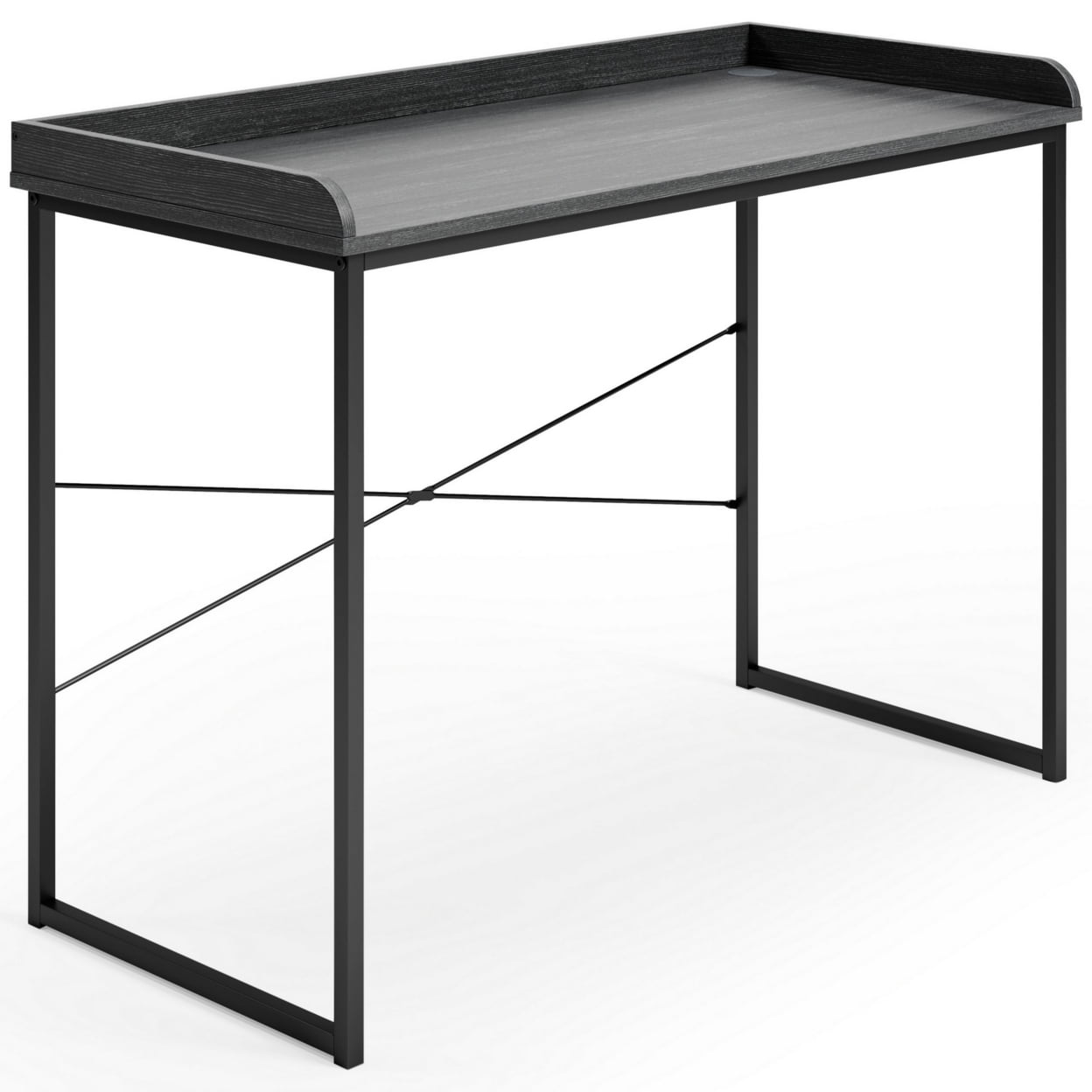 43 Inch Modern Home Office Desk Wood Top with Rails Black Metal Frame ...
