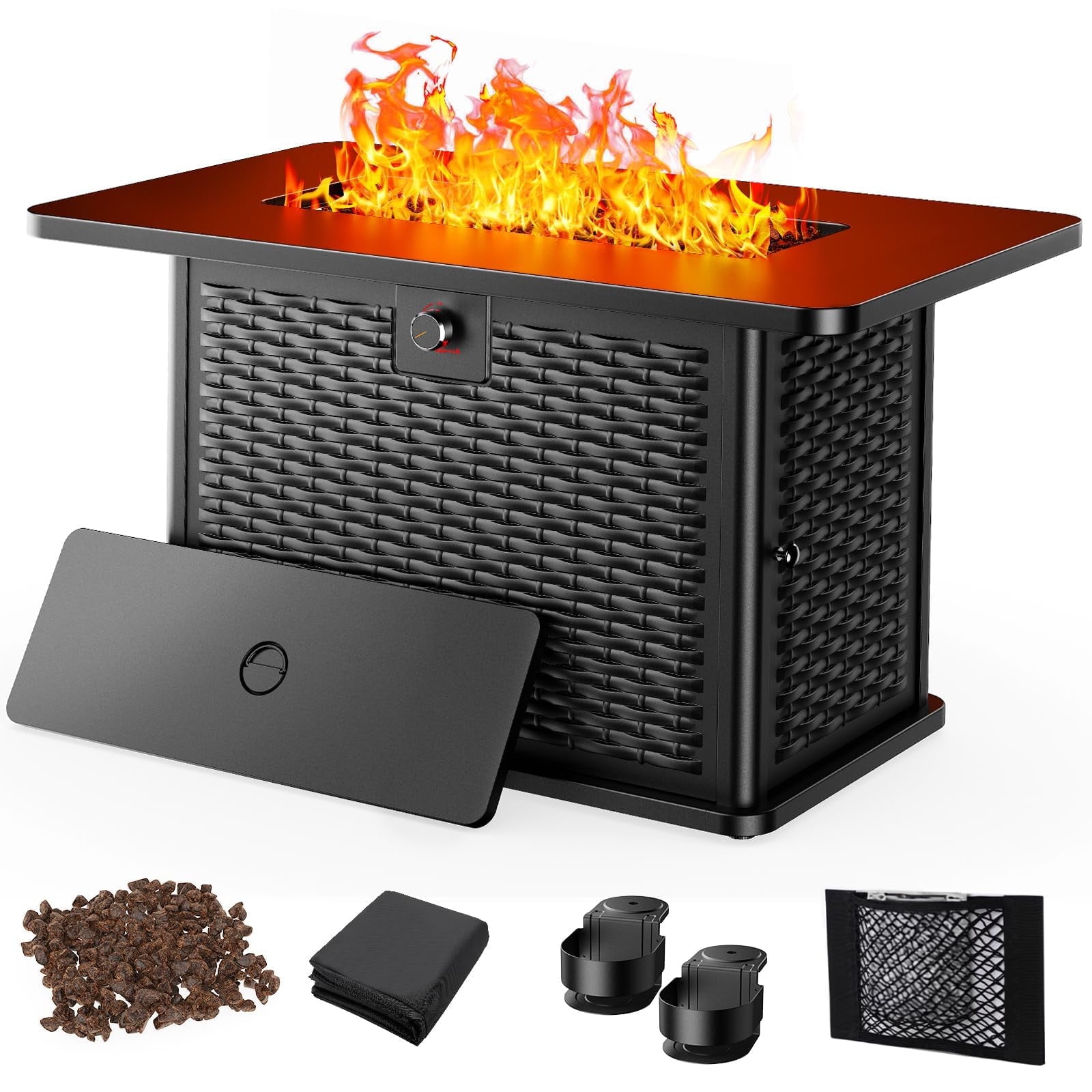 43 Inch Outdoor Fire Pit Table Propane Powered, 60,000 BTU Heat with ...