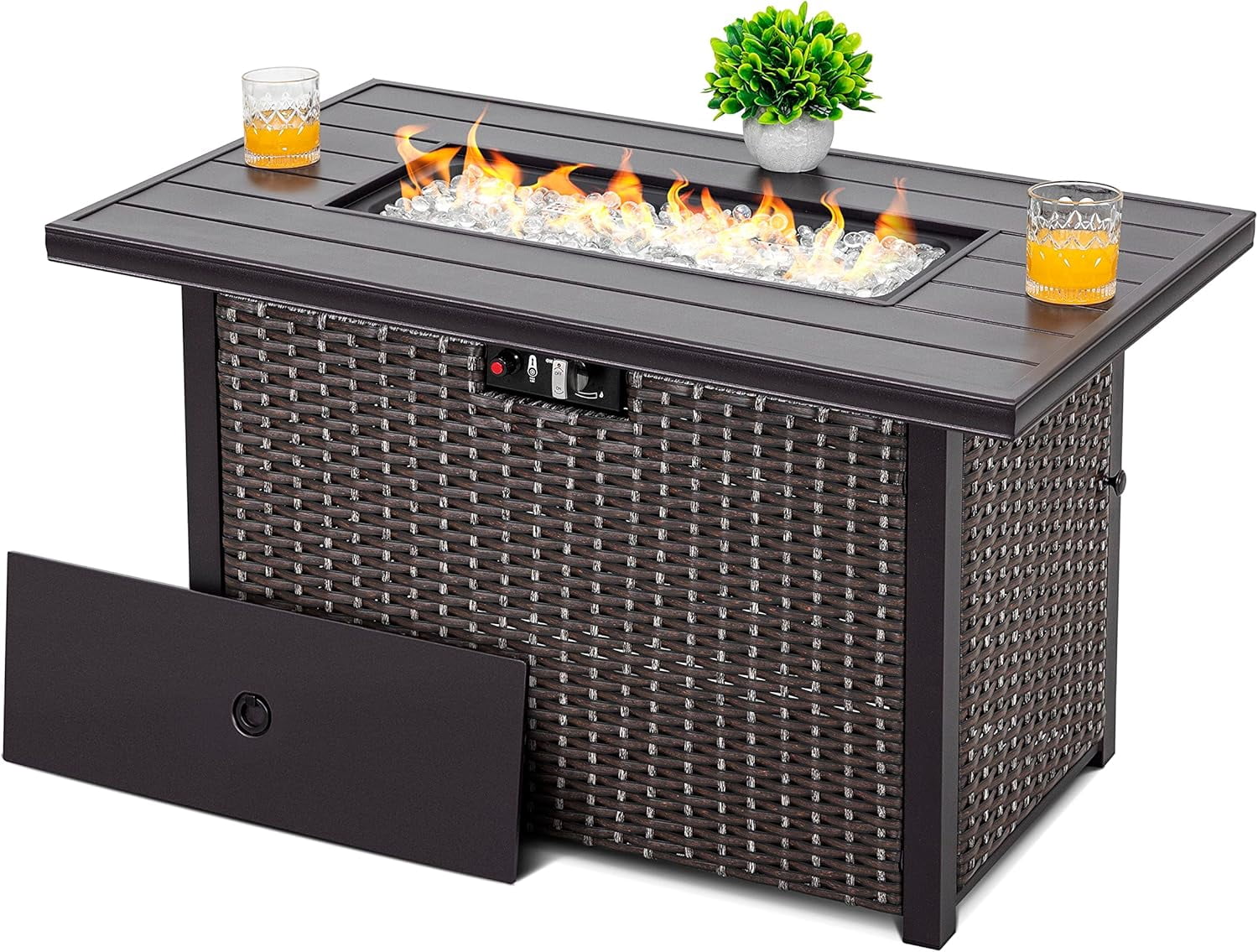 43 Inch Propane Fire Pit Table, CSA Certified 50,000 BTU Outdoor Patio ...