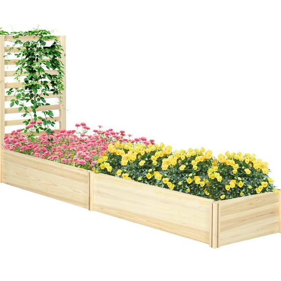 43 Inch Raised Garden Bed with Lattice Design | Grow Climbing Plants ...