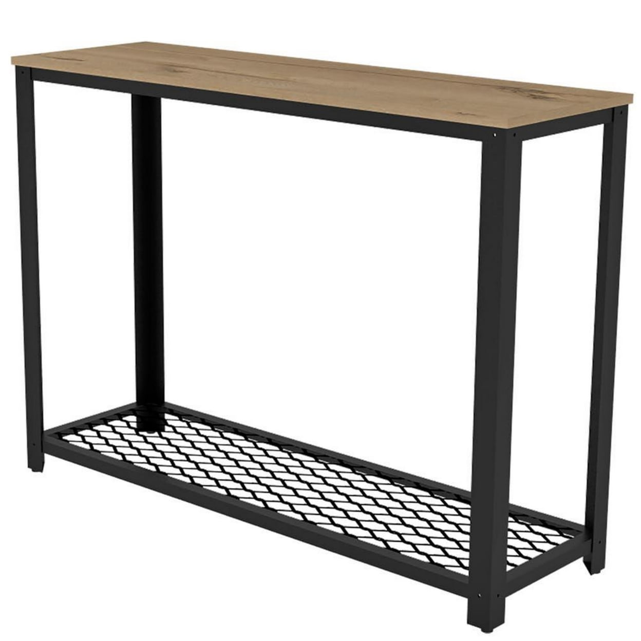 43 Inch Sideboard Console Table, 1 Mesh Design Shelf, Black Plated ...