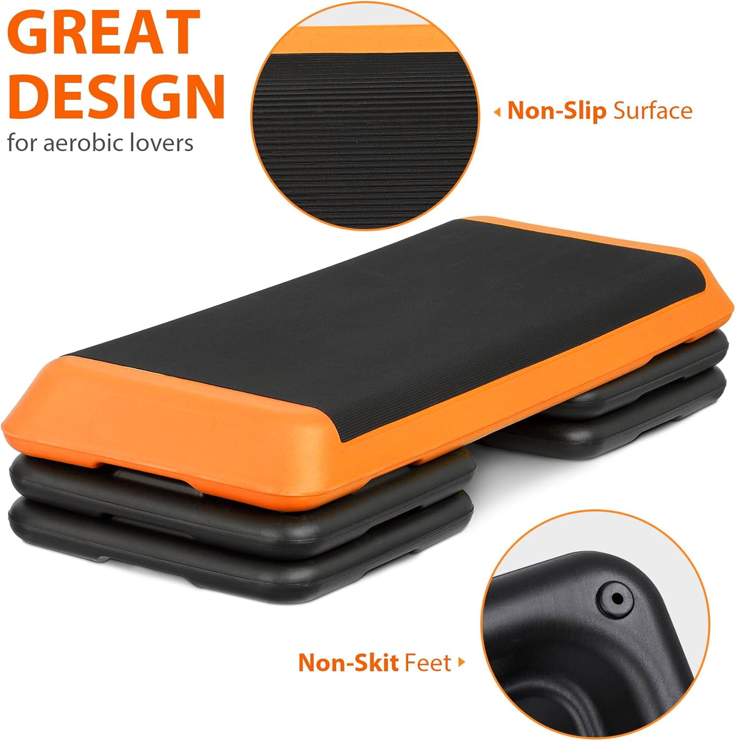 43 Inches Aerobic Step Platform Stepper Height Adjustable for Exercise ...