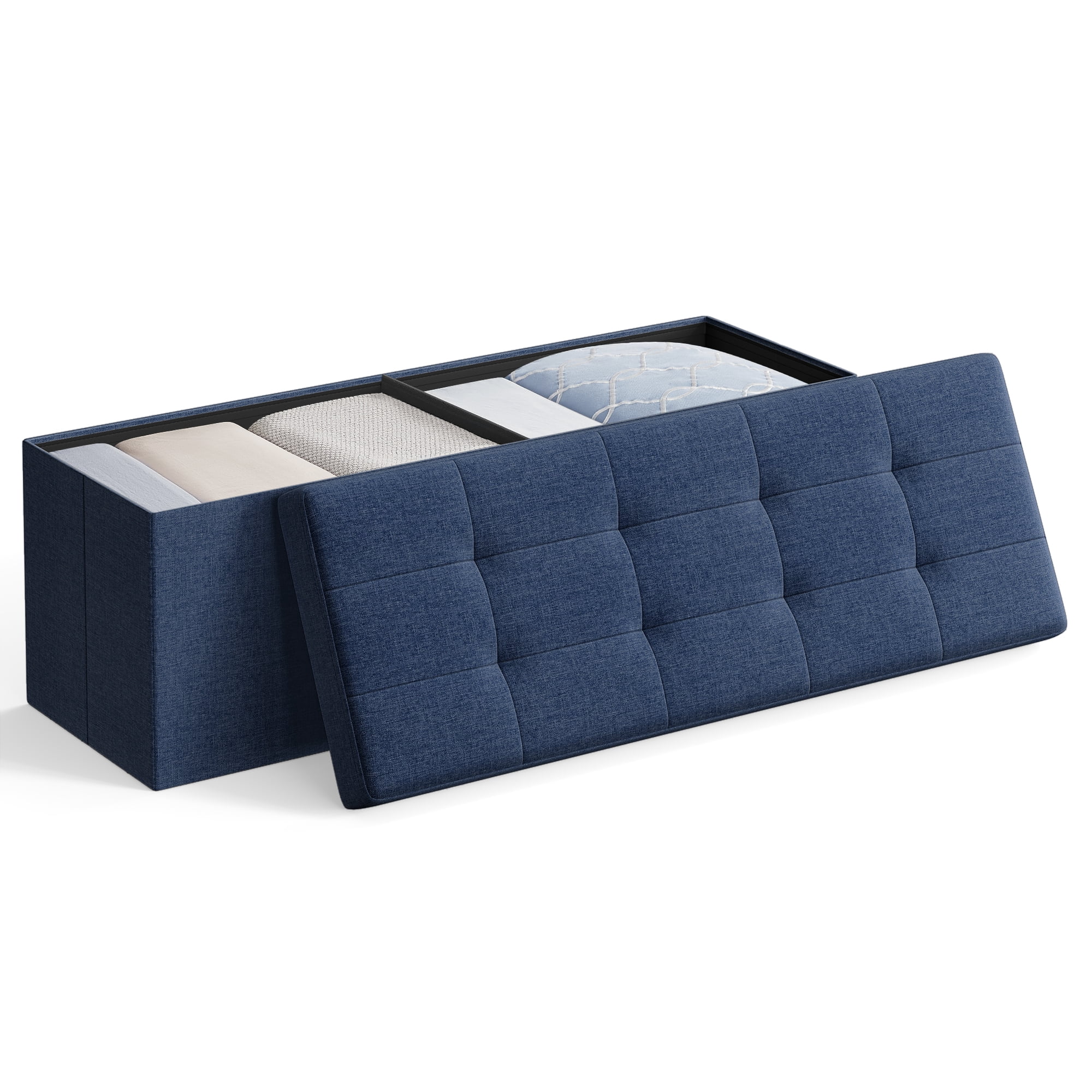43 Inches Folding Storage Ottoman Bench, Ottoman Foot Rest, End of Bed ...