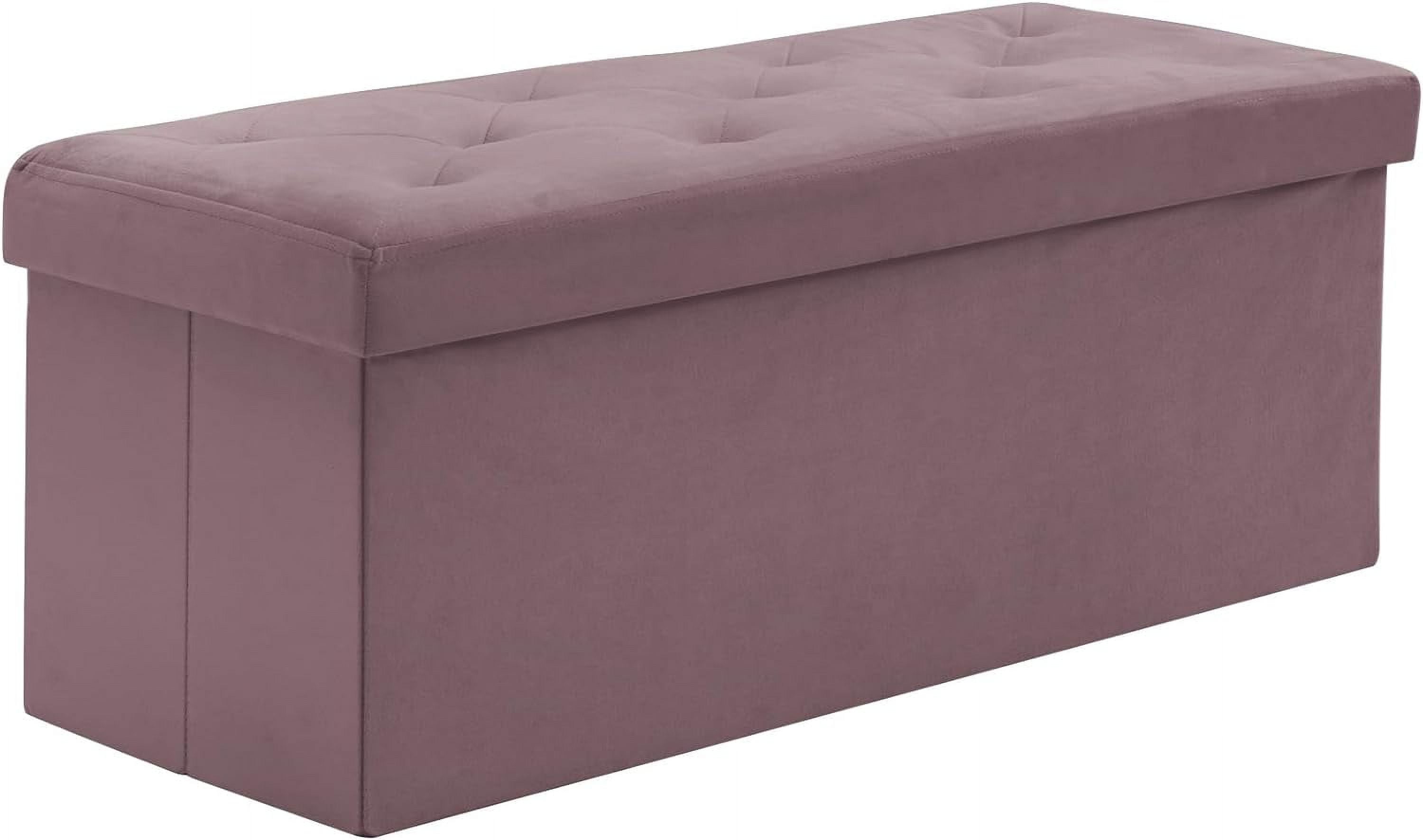 43 Inches Folding Storage Ottoman Bench, Velvet Ottoman with Storage ...