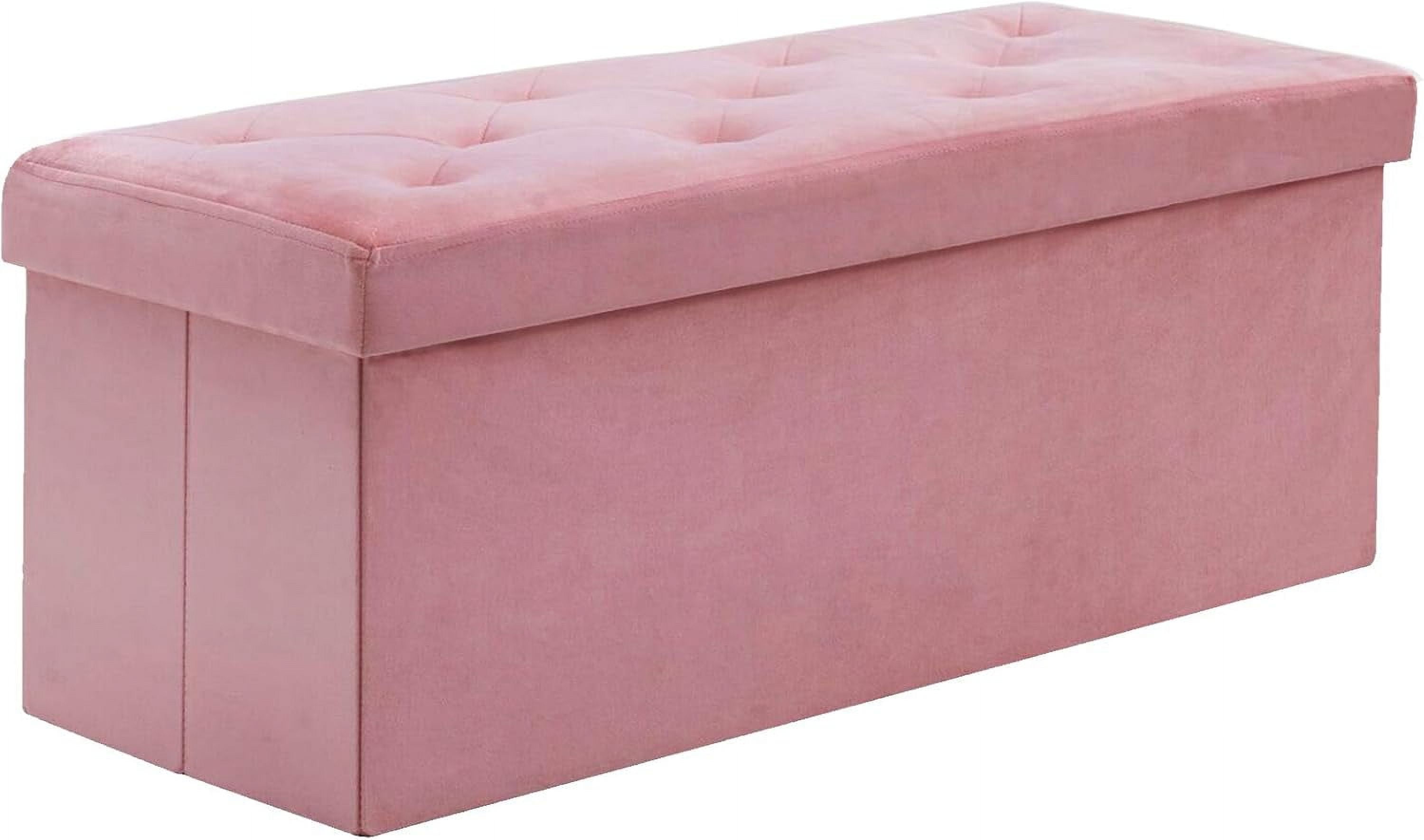 43 Inches Folding Storage Ottoman Bench, Velvet Ottoman with Storage ...