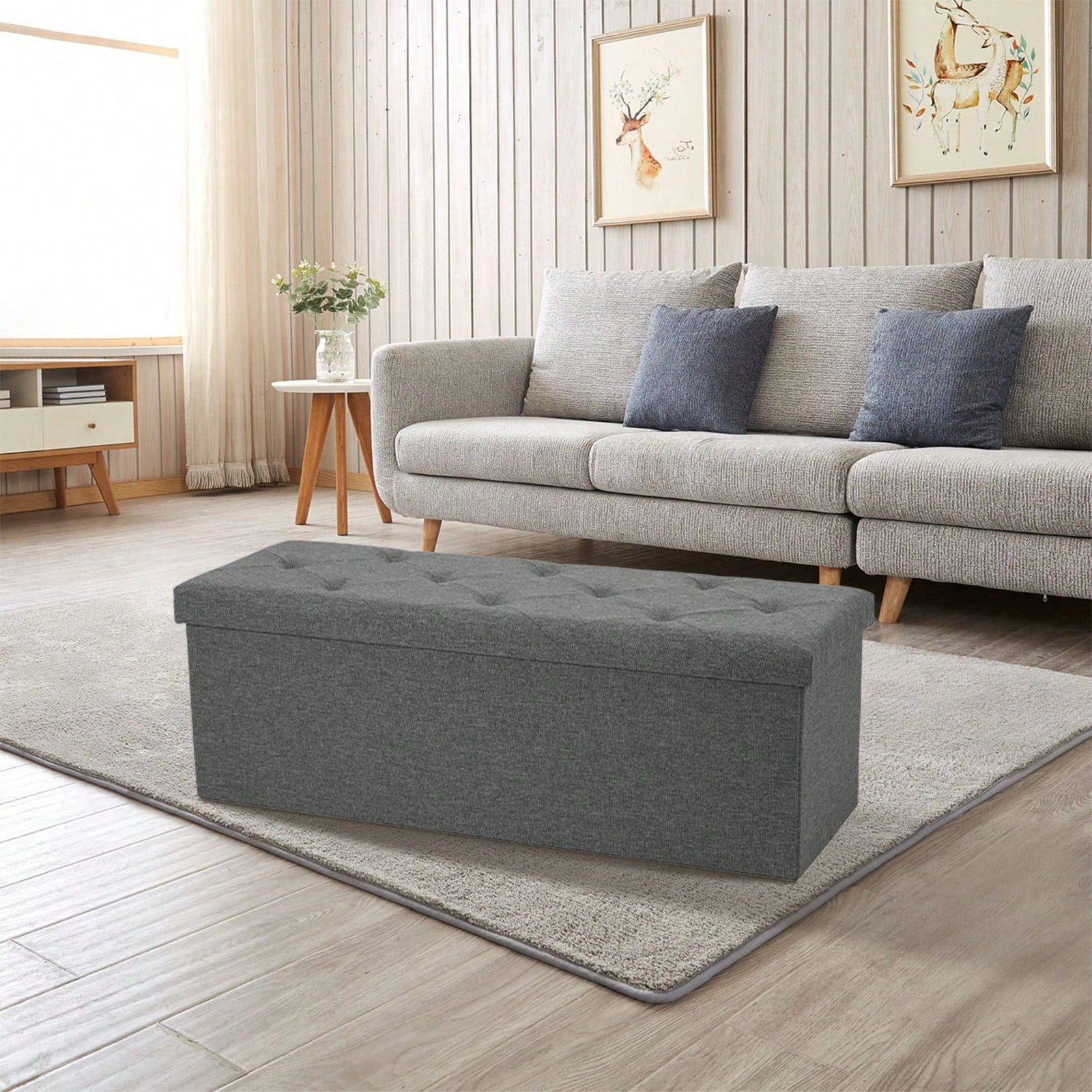 43 Inches Ottoman Bench Foldable Storage Chest Toy Organizer Box,Foot ...