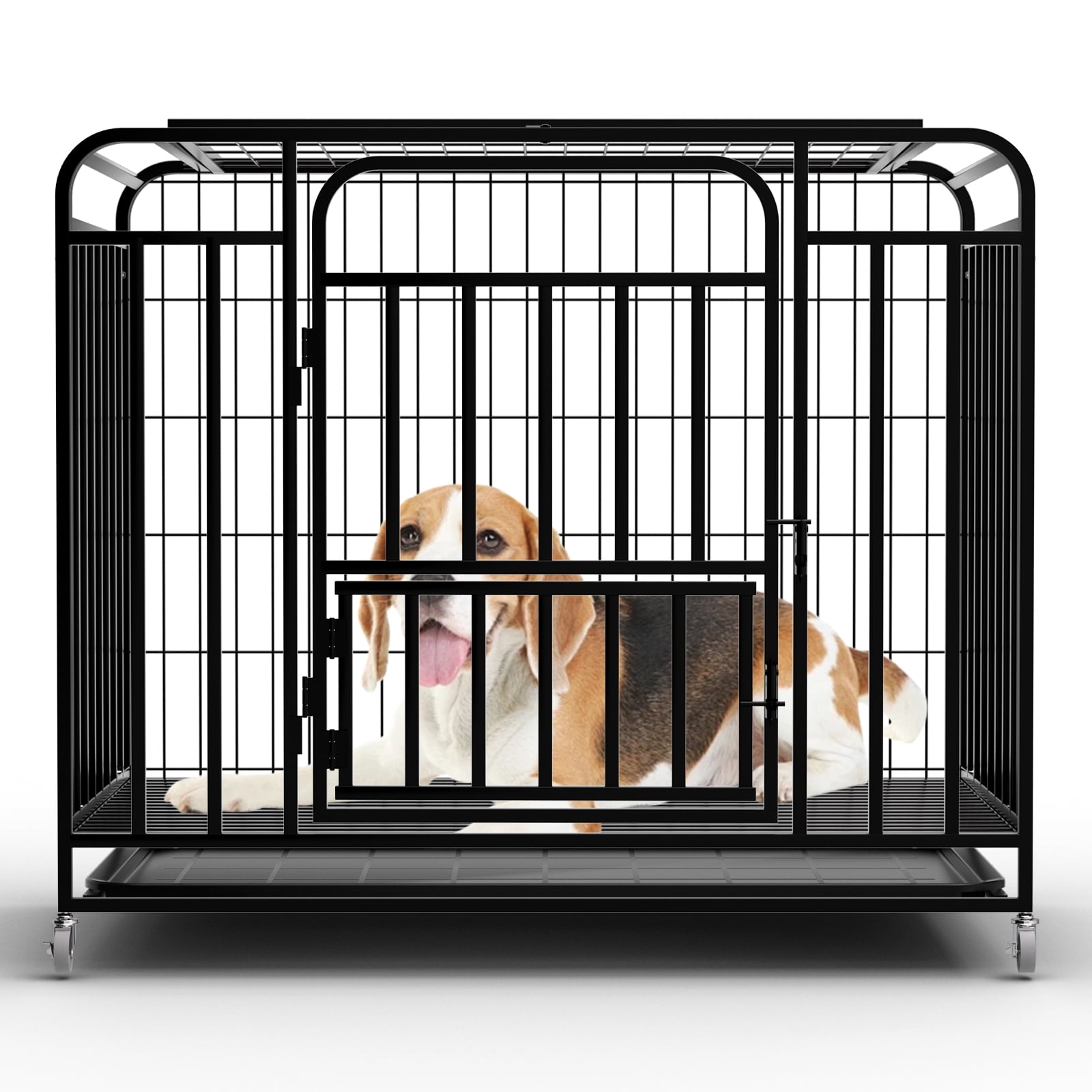 43’’ Indestructible Extra Large Dog Crate Double Door, Escape-Proof ...