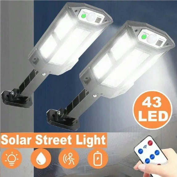 43 LED Wide Angle Solar Outdoor Street Light - Remote Control Motion ...