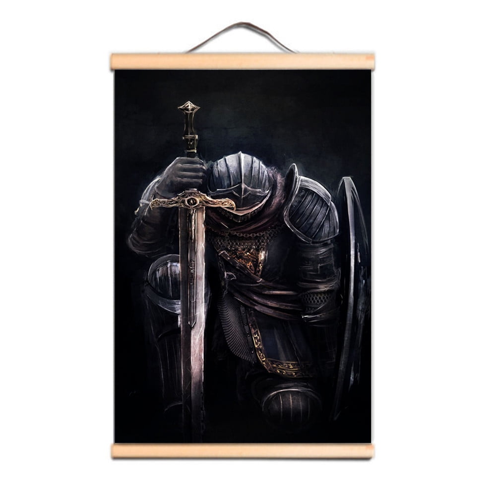 Medieval Crusader Warrior Poster Canvas Scroll Painting Wall Hanging ...