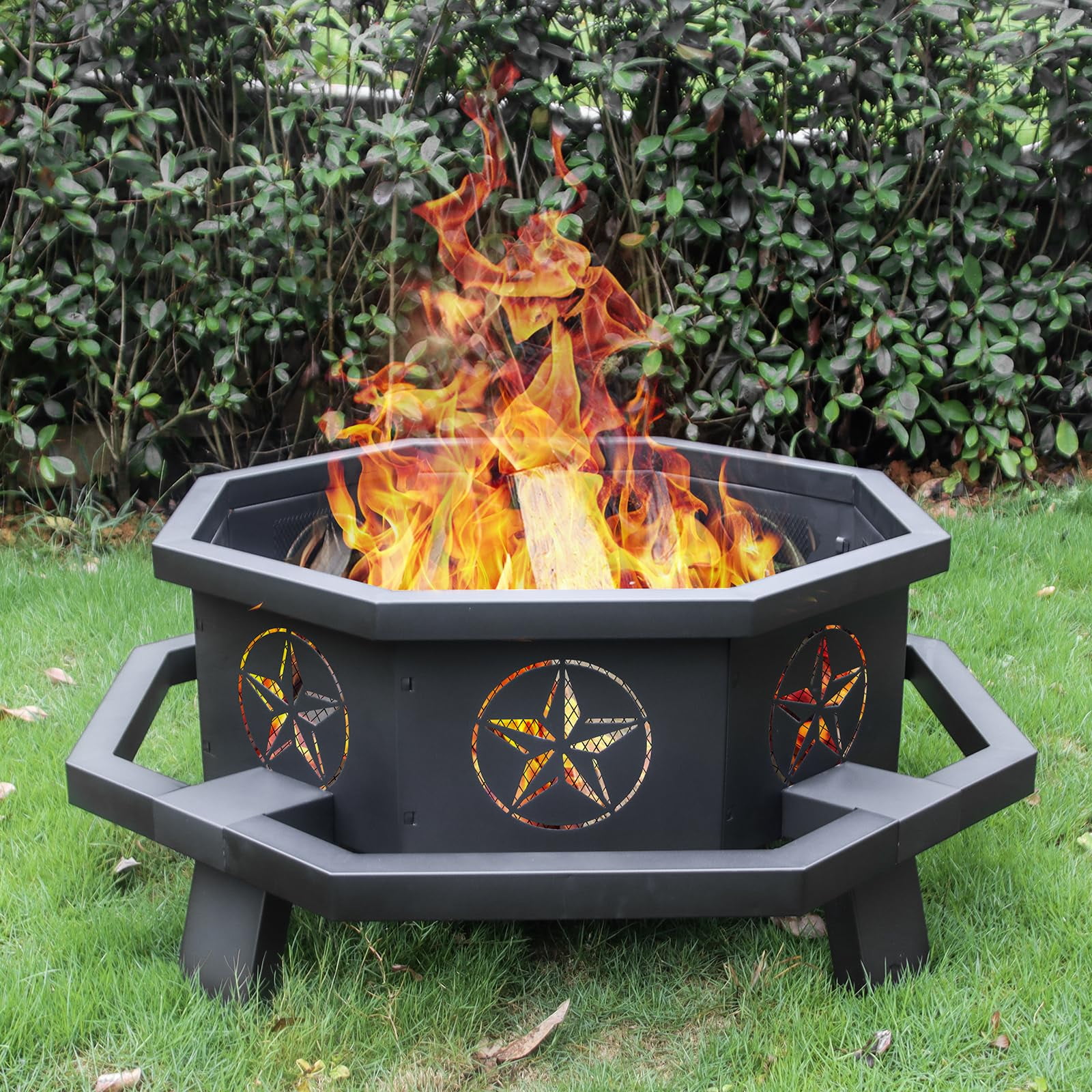 43" Octagonal Fire Pit, Outdoor Fire Pit, Wood Burning Firepit ...