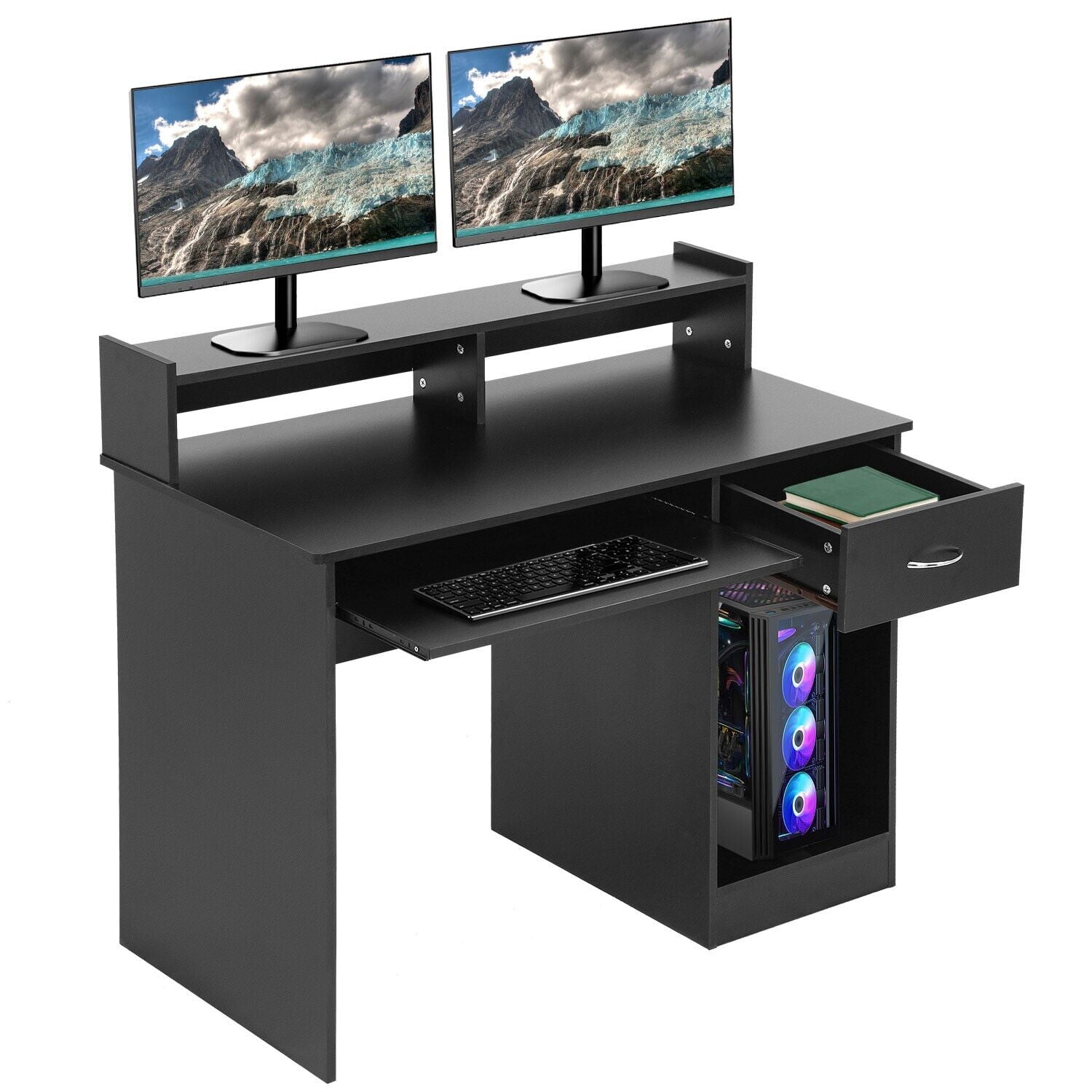 43" OfficeDesk, Computer Desk with Drawers Keyboard and Storage Shelves ...