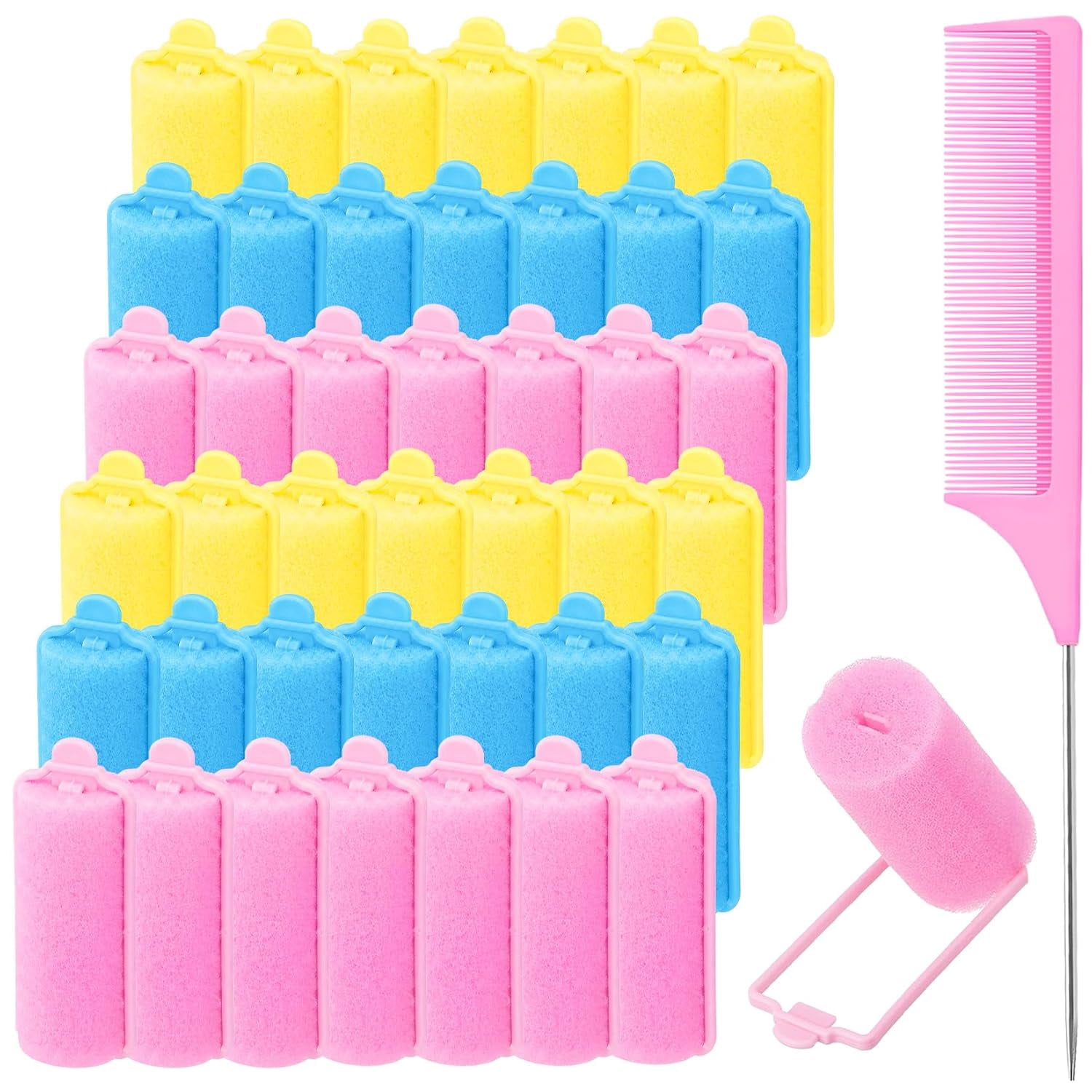 43 PCS Foam Hair Rollers - 0.59 Inch Sponge Rollers for Heatless Hair ...