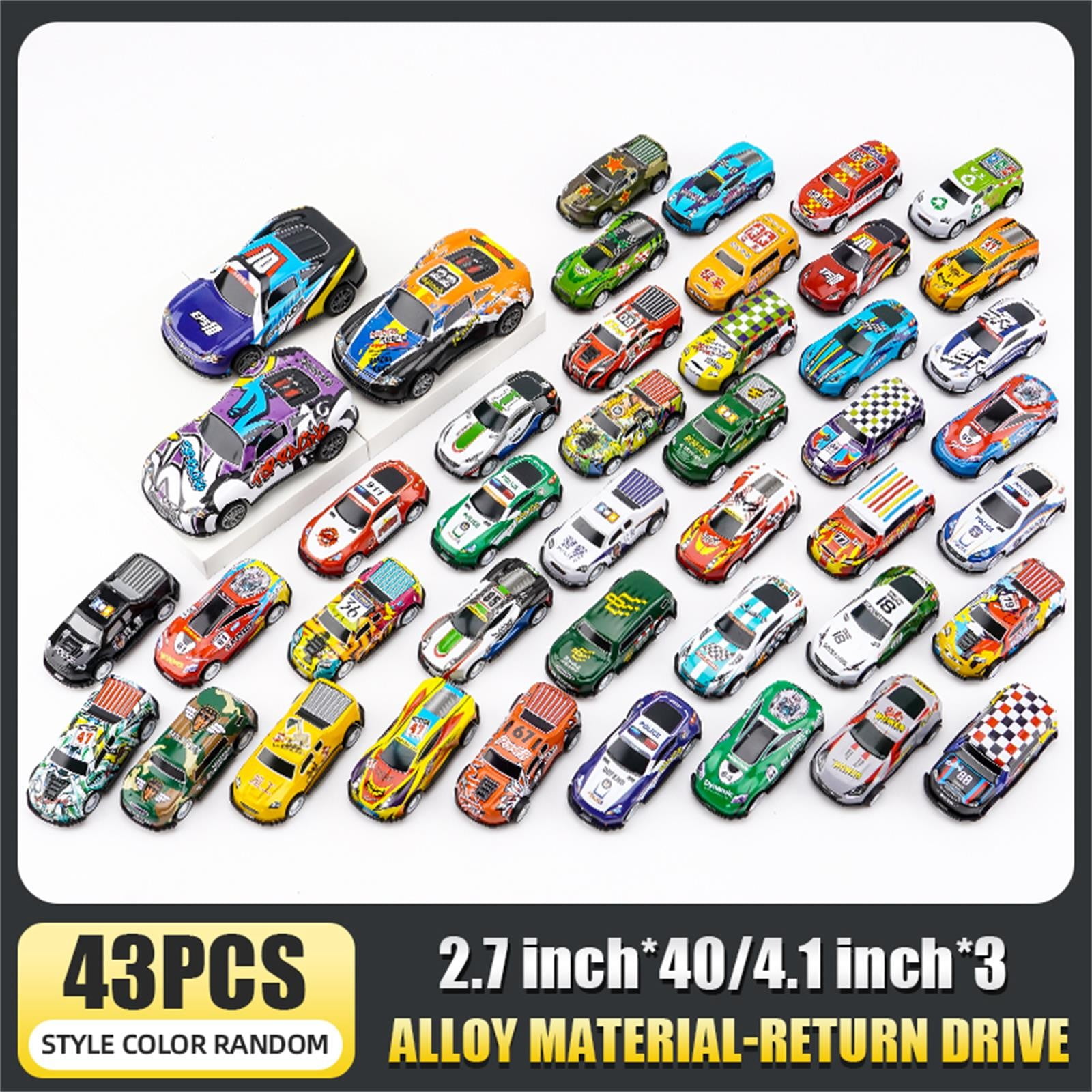 43 Pack Pull Back Cars for Kids, Mini Vehicles Toy Bulk Party Favor ...