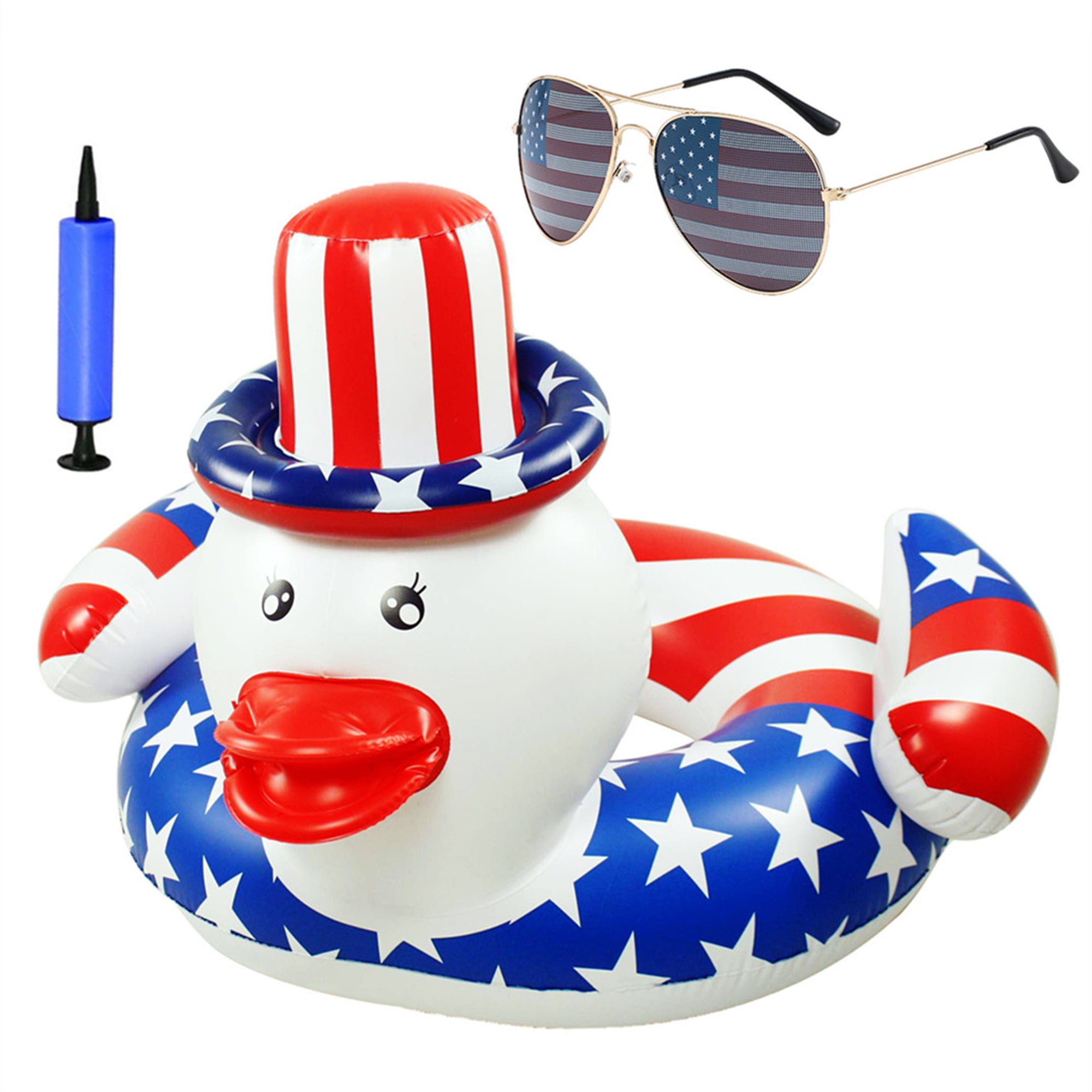 Litotail 43'' Patriotic Inflatable Duck Pool Float, 4th of July Swim ...