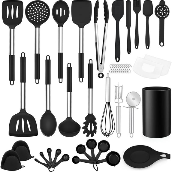 43 Pcs Kitchen Cooking Utensils Set, Silicone Cooking Utensils Spatula ...