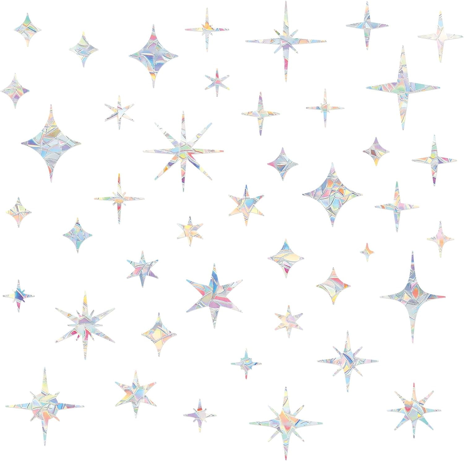 43 Pcs Stars Window Decals Static Window Stickers Crash Proof Window ...