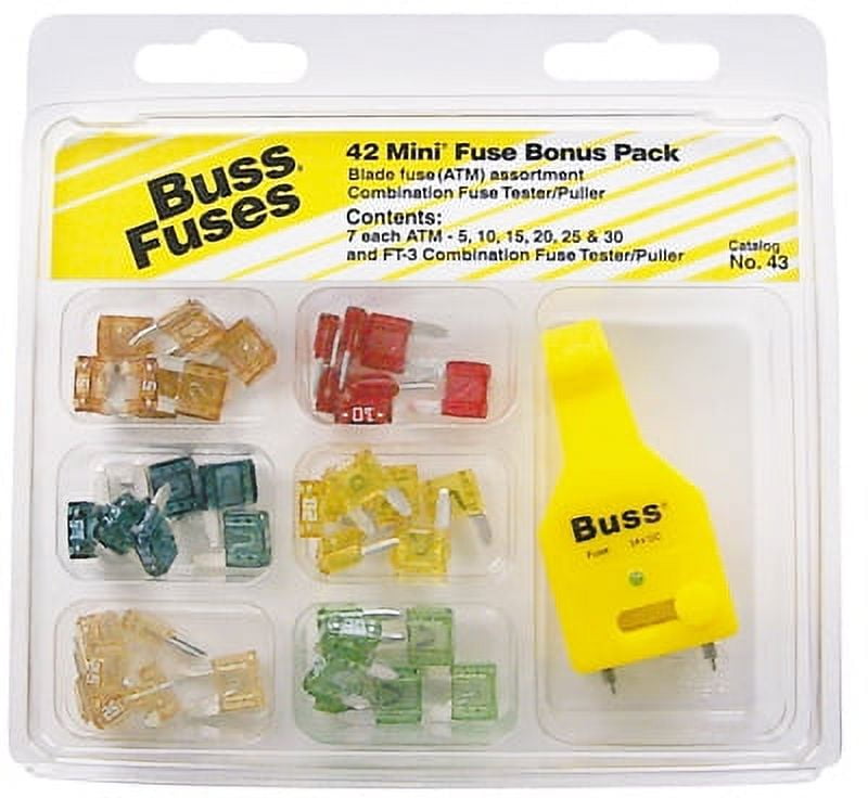 43 Piece Atm Mini Fuse Assortment Includes 42 Blade Type Fuses Of The ...