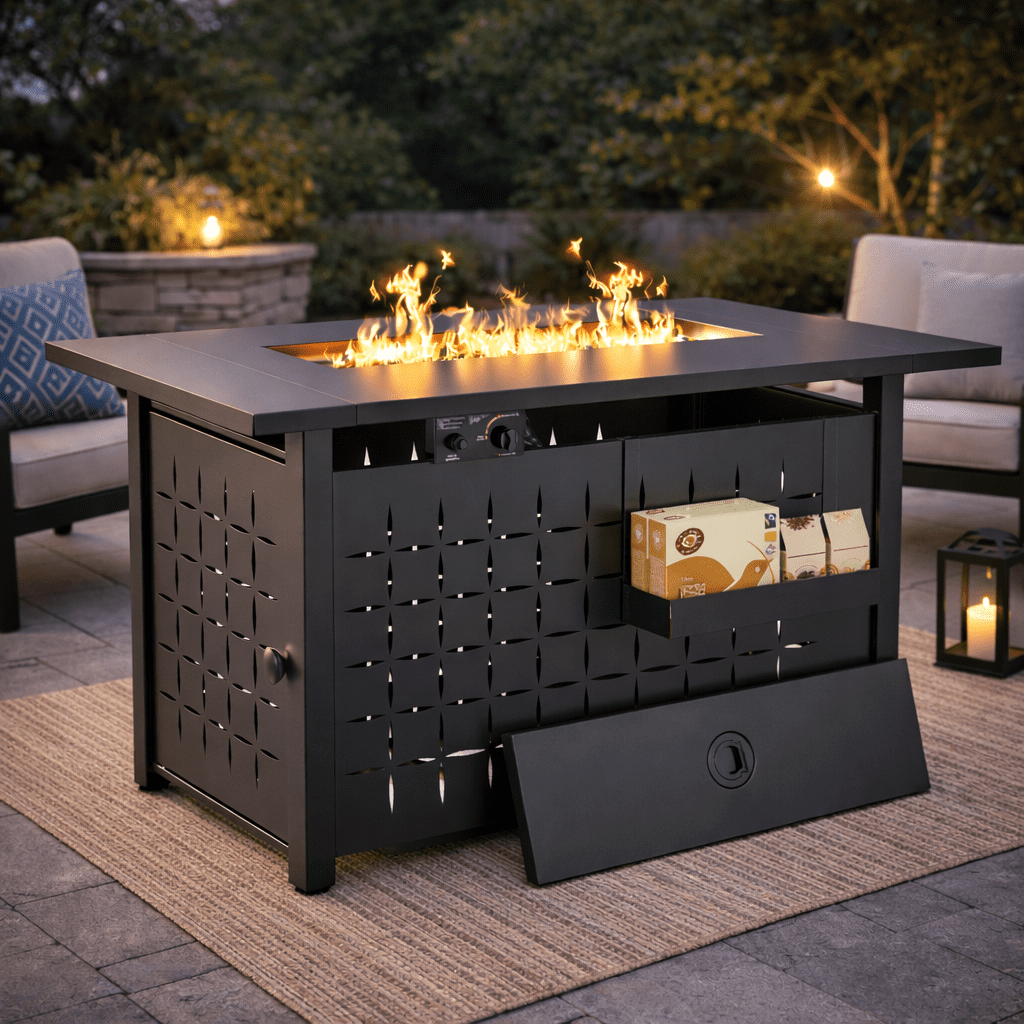 43 Propane Fire Pit Table w/ Wind Guard for Resort Patios - Walmart ...